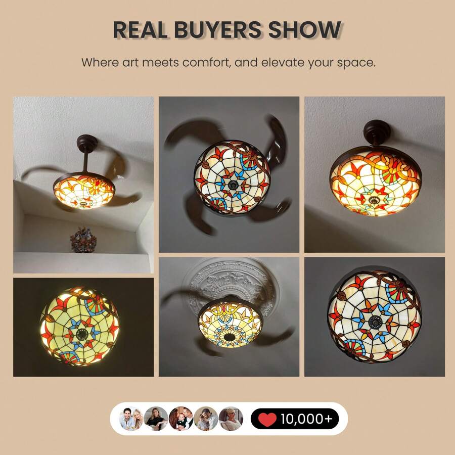 Chandelier Ceiling Fan With Lights And Remote Control, Led Dimmable ...