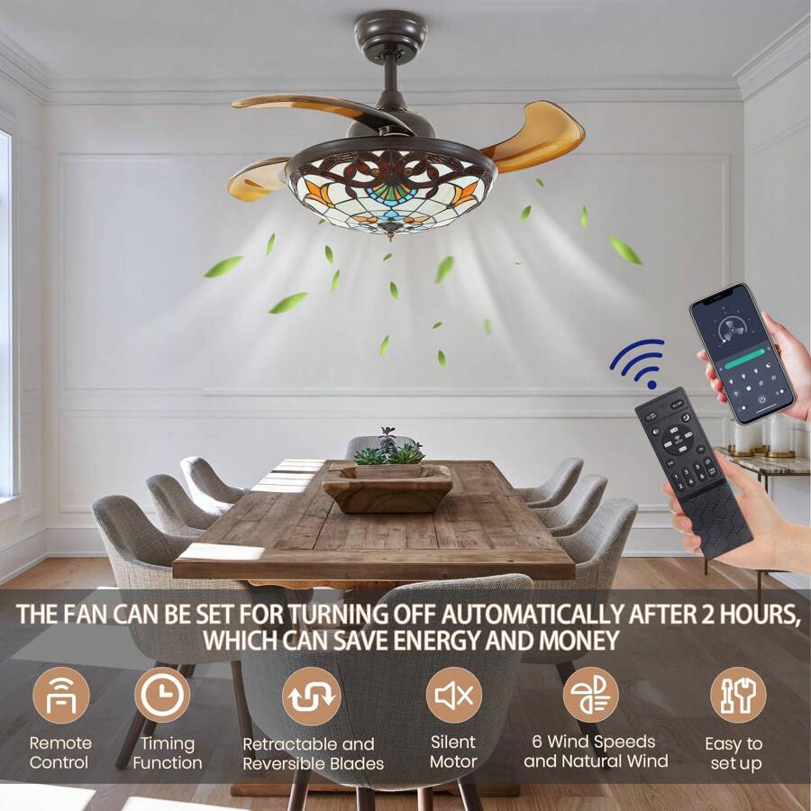 Chandelier Ceiling Fan With Lights And Remote Control, Led Dimmable ...