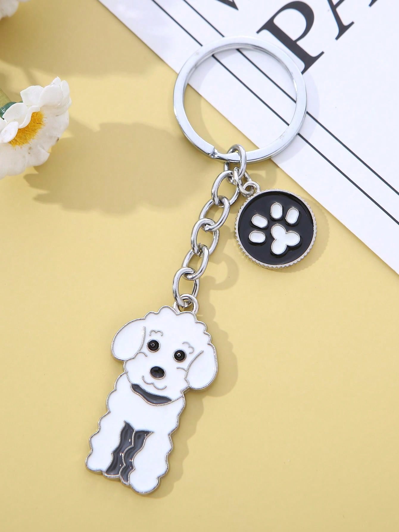 1pc Metallic Couple Painted Animal Shaped Poodle Keychain, Lovely Gift ...