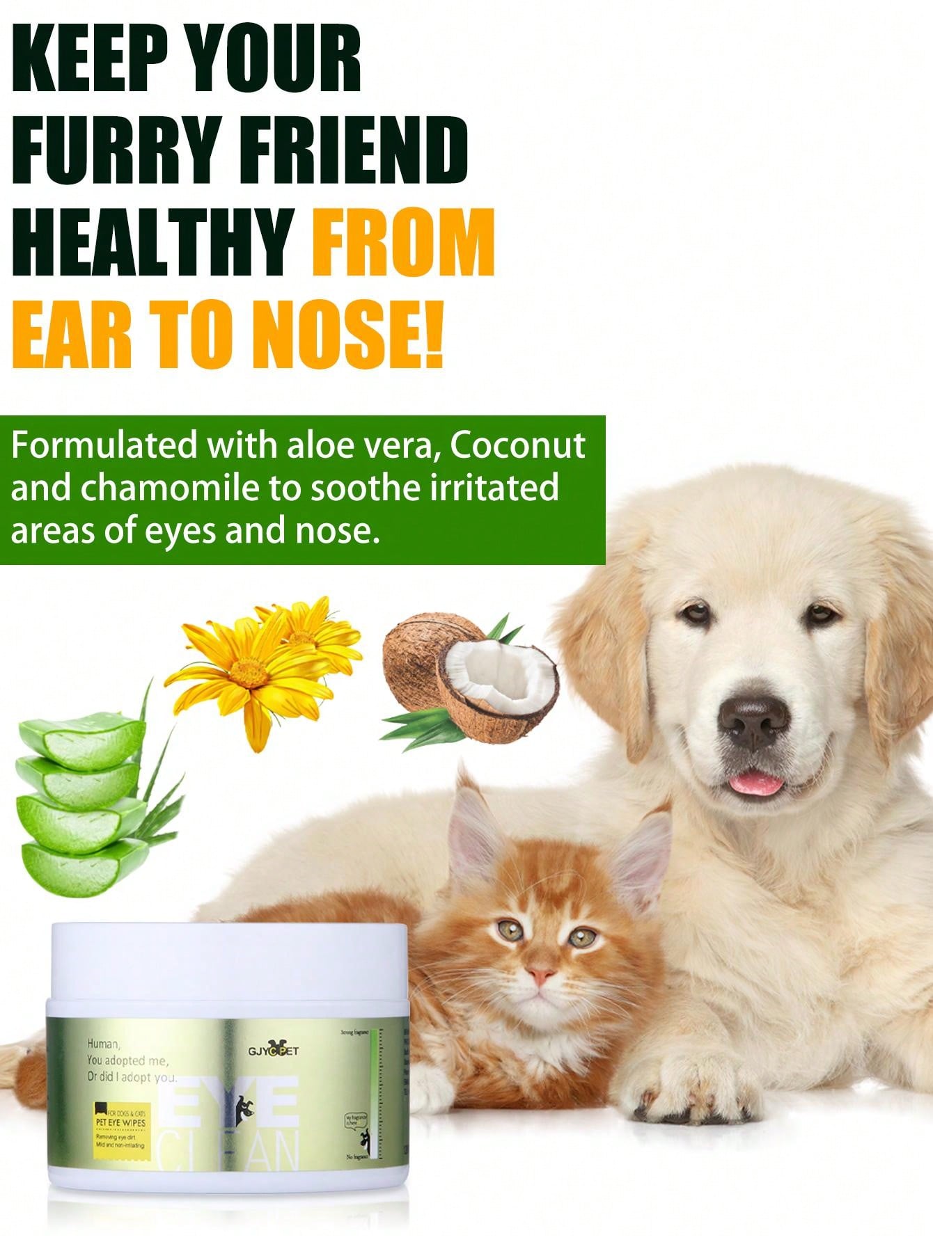 Pet Eye Cleaning Wipes, For Dogs & Cats - Removes Dry Mucus, Discharge ...