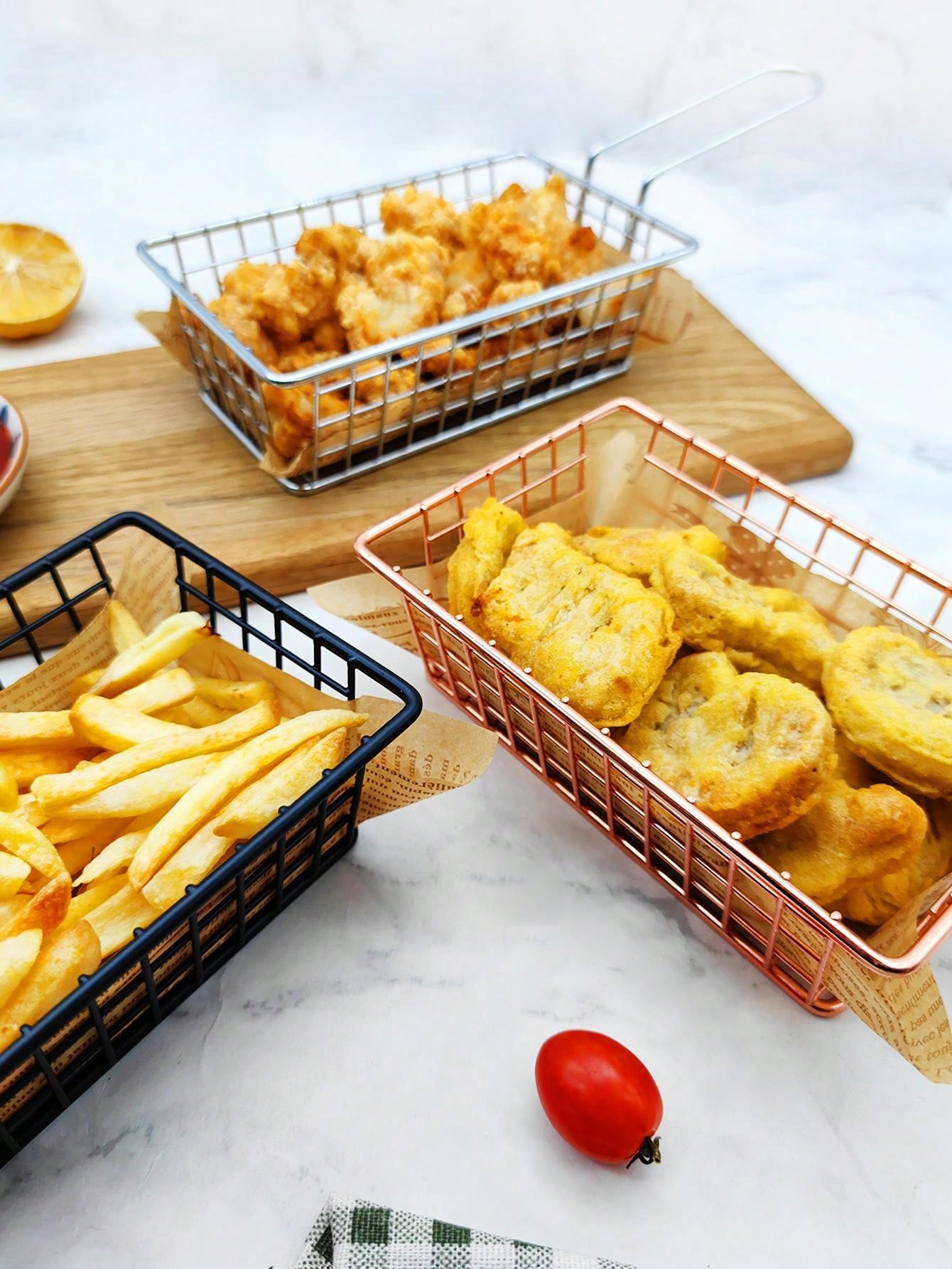 Mini Rectangle Fry Basket/Stainless Steel Chip Basket/Fry Food Display ...