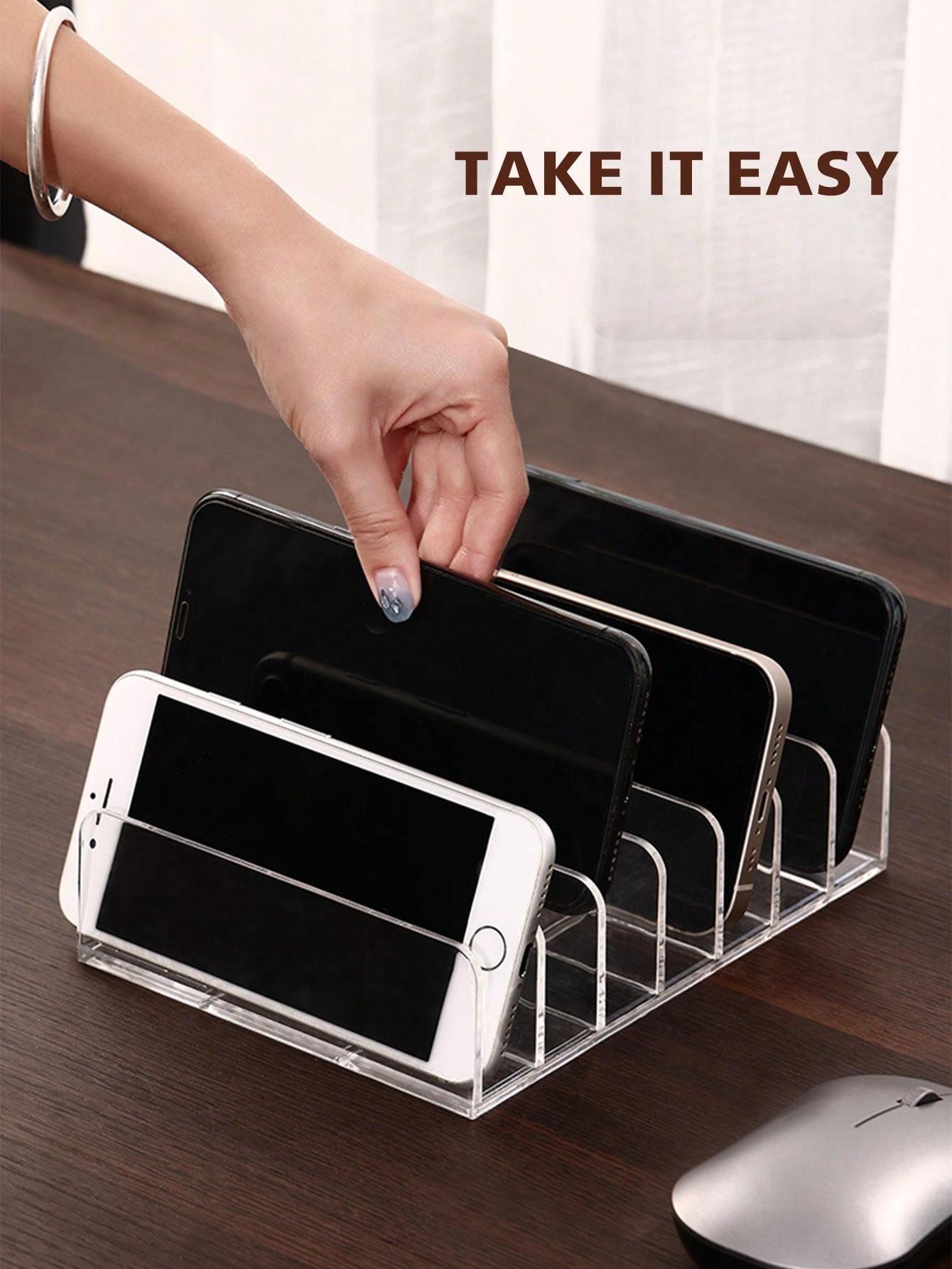 1pc Transparent Universal Multi-Device Storage Rack With 7 Grids ...