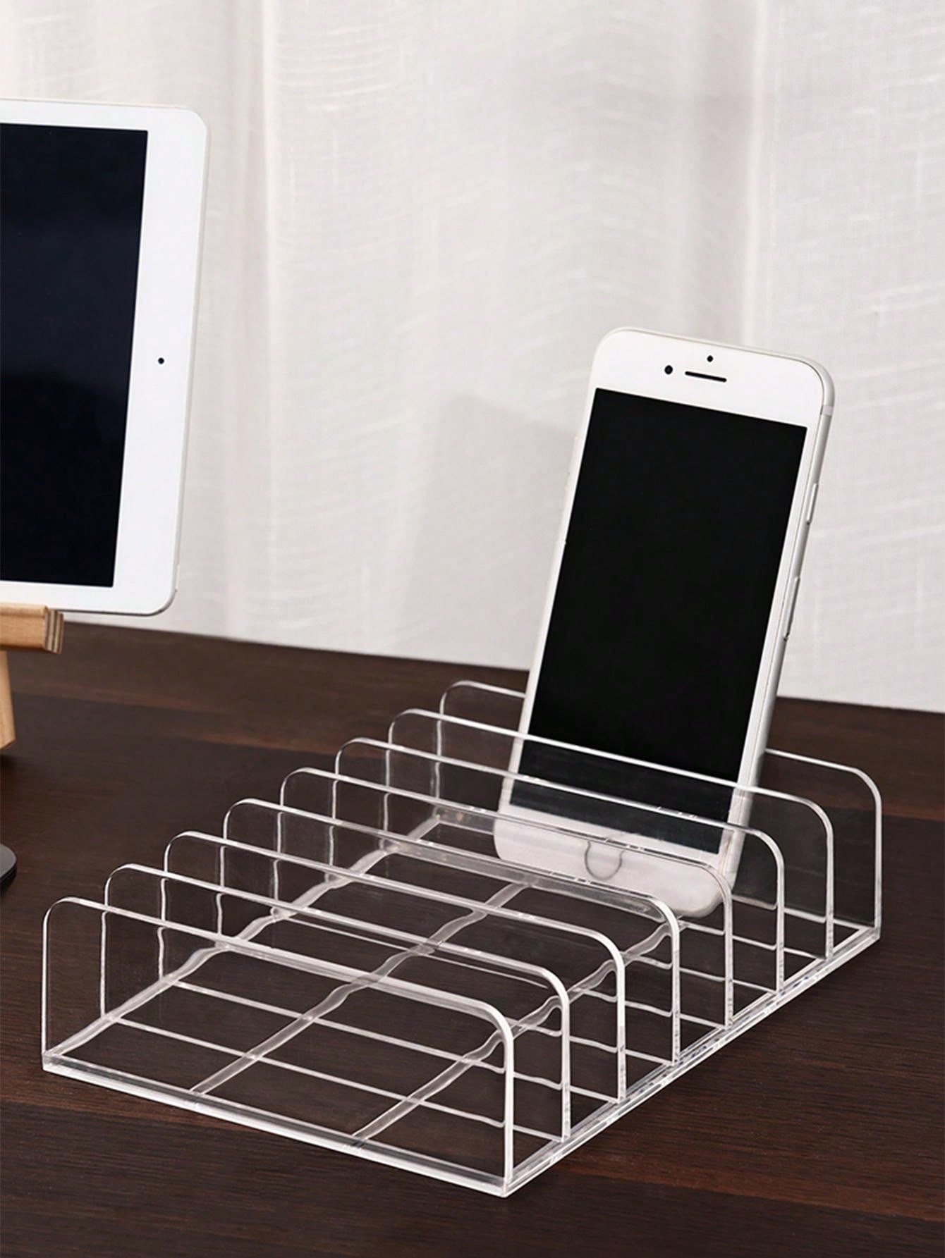 1pc Transparent Universal Multi-Device Storage Rack With 7 Grids ...