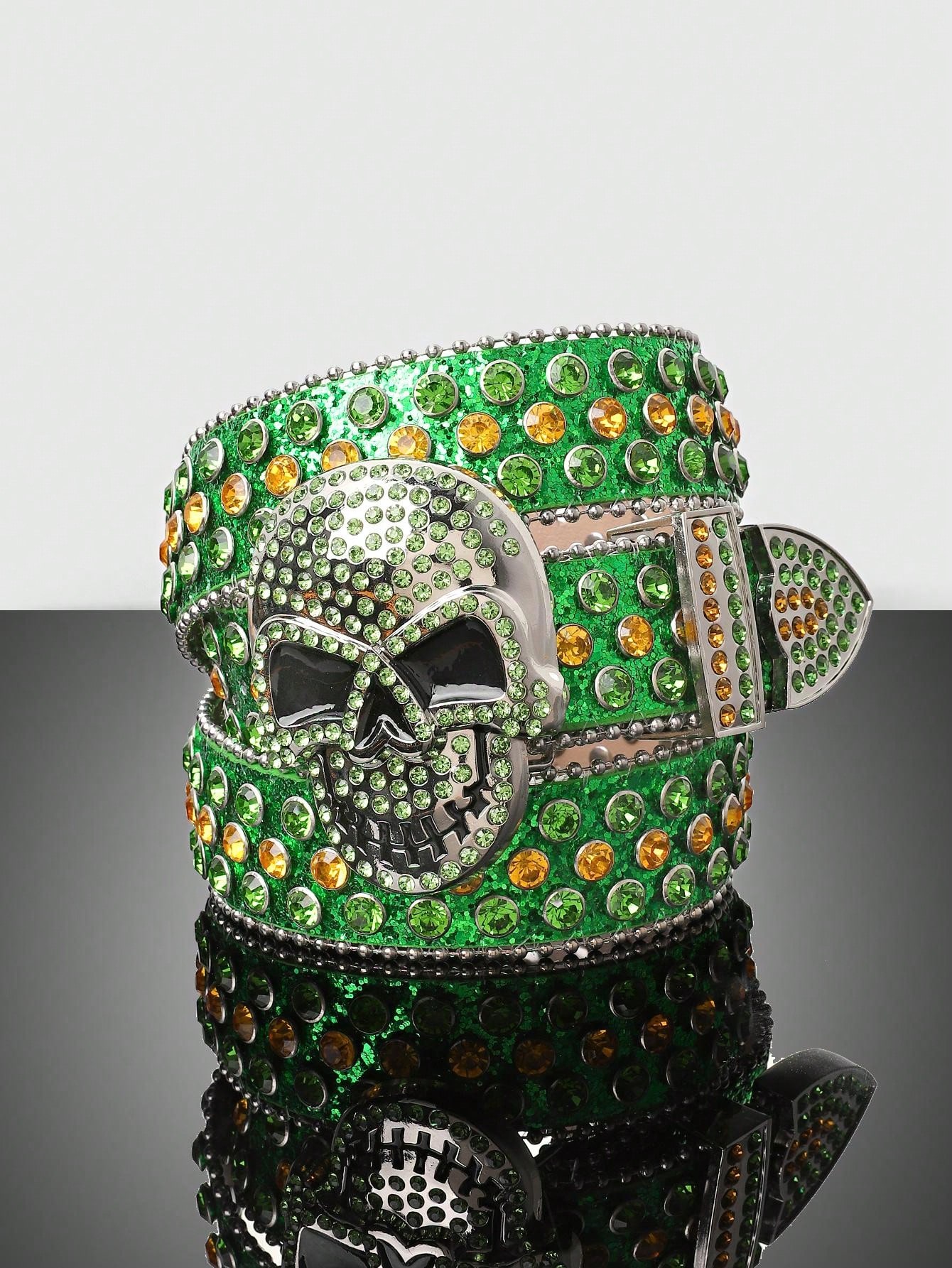 1pc Punk & Street Style Luminous Dopamine Heavy Duty Belt With Skull ...