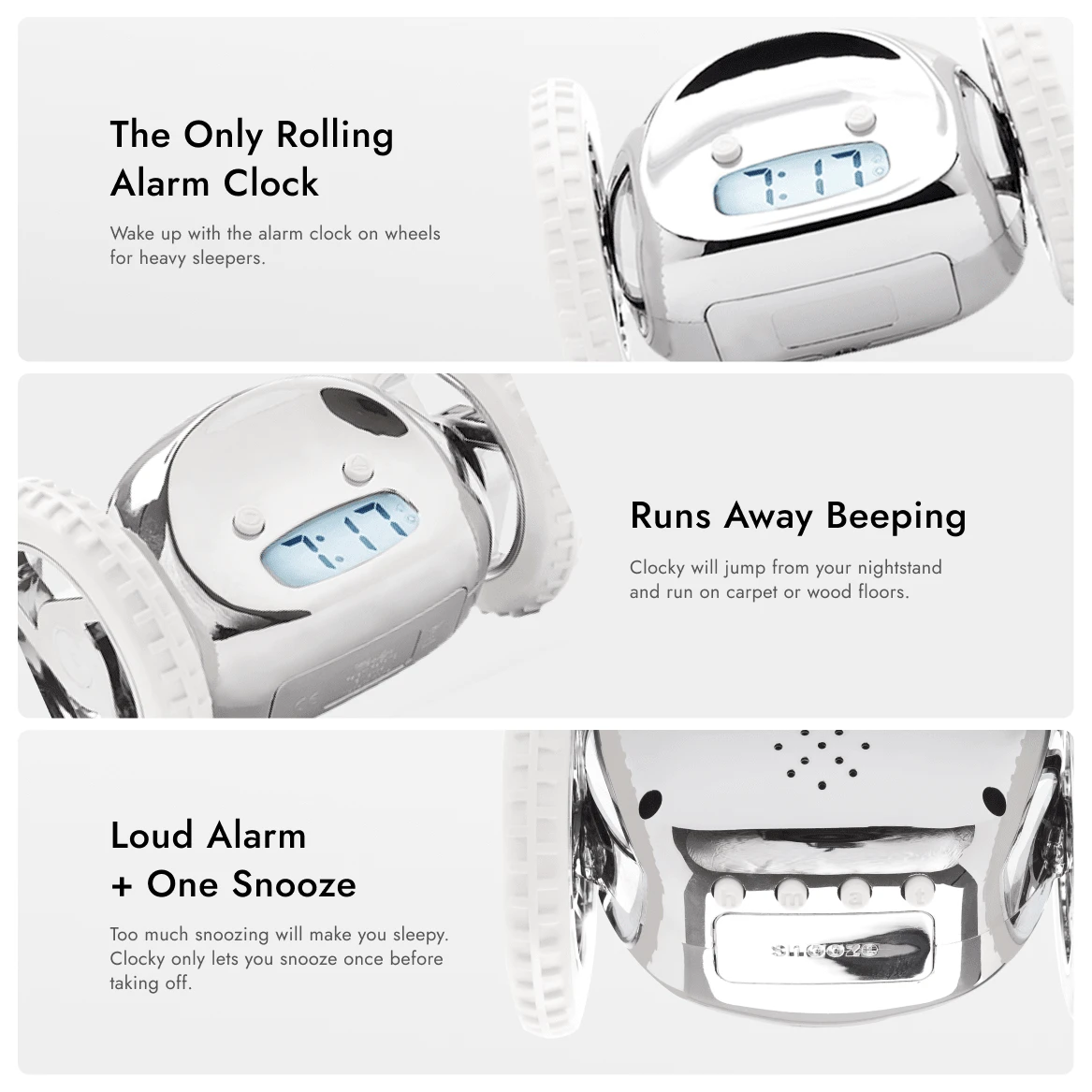 Clocky Alarm Clock on Wheels (Official) | Extra Loud for Heavy Sleepers ...