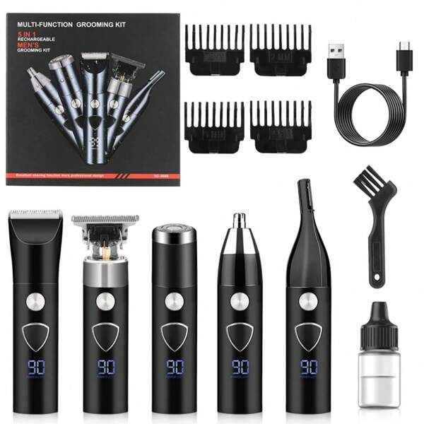 5 In 1 Multi-Function Hair Grooming Kit, Portable Beard Trimmer for Men ...