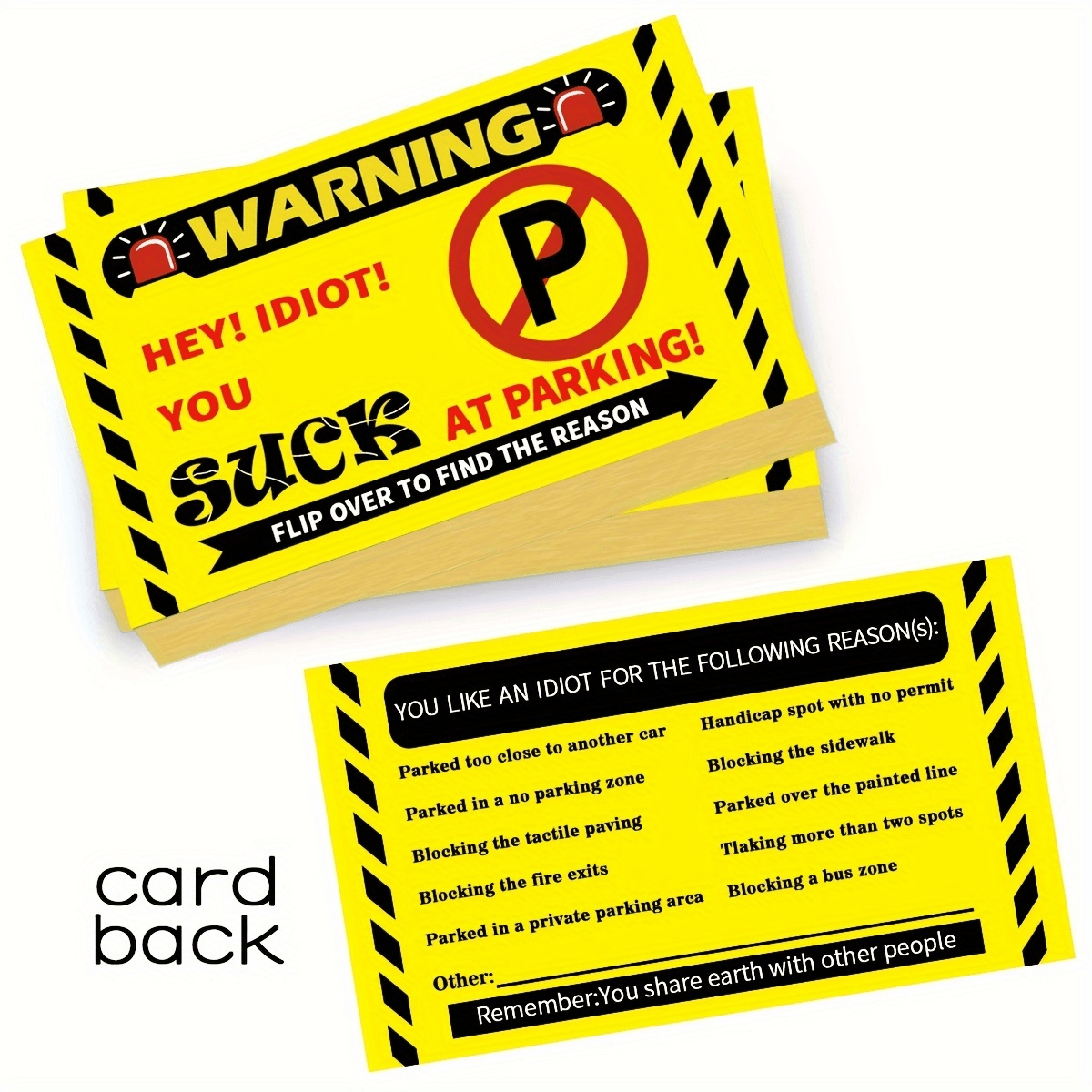 50pcs No Permit Area Violation Warning Notice. Parking Business Cards ...
