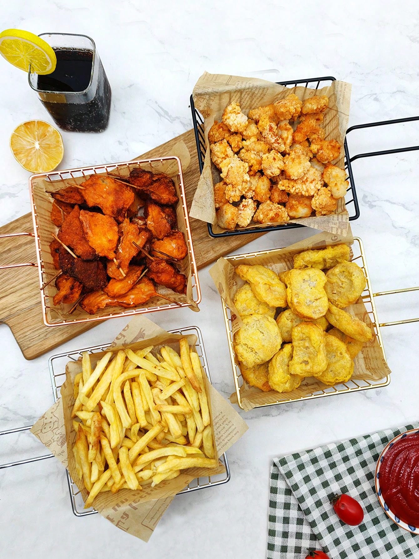 Square Fry Basket/Stainless Steel Chip Basket/Fry Food Display Holder ...