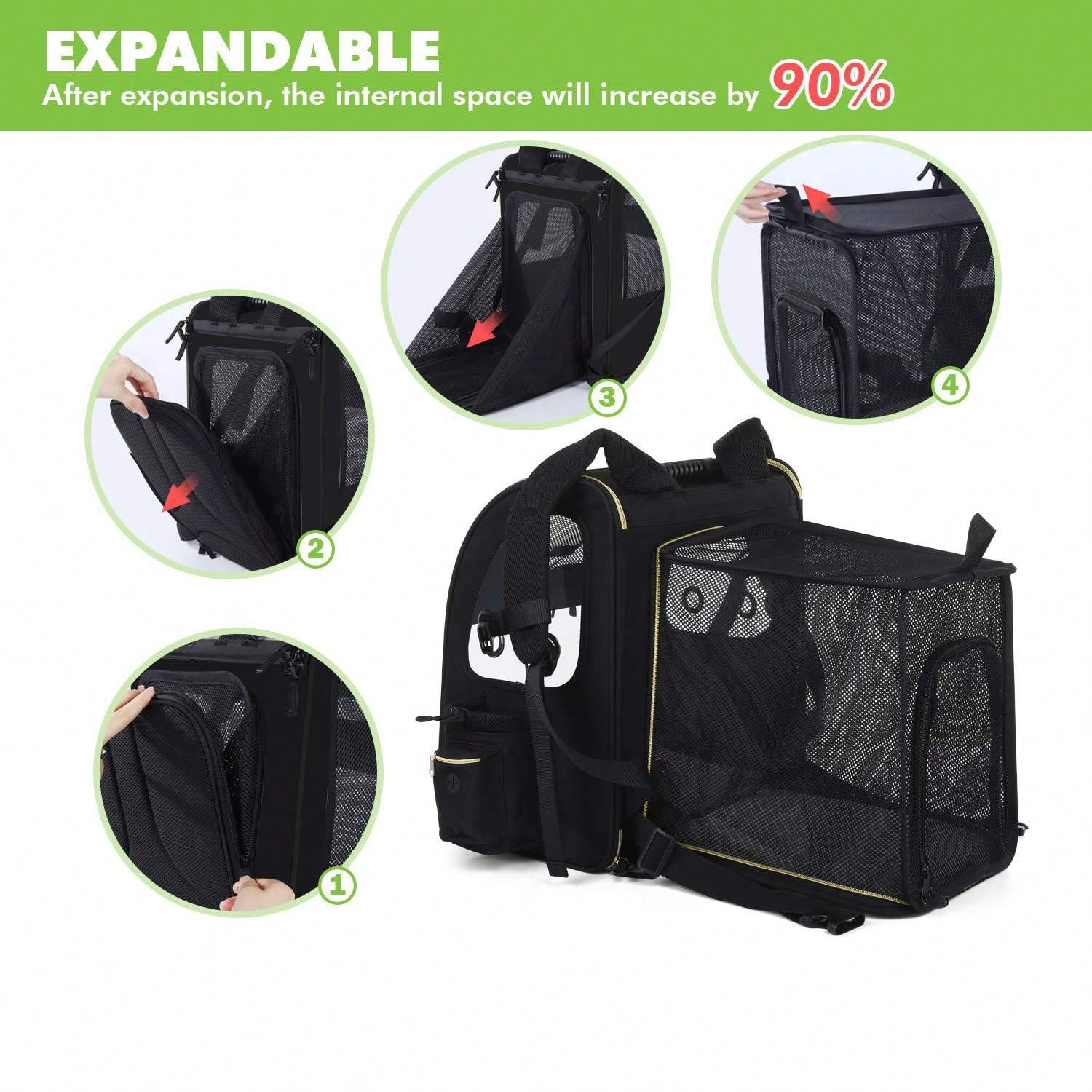 Pecute Pet Carrier Backpack, Expandable Cat Backpack Carrier with ...