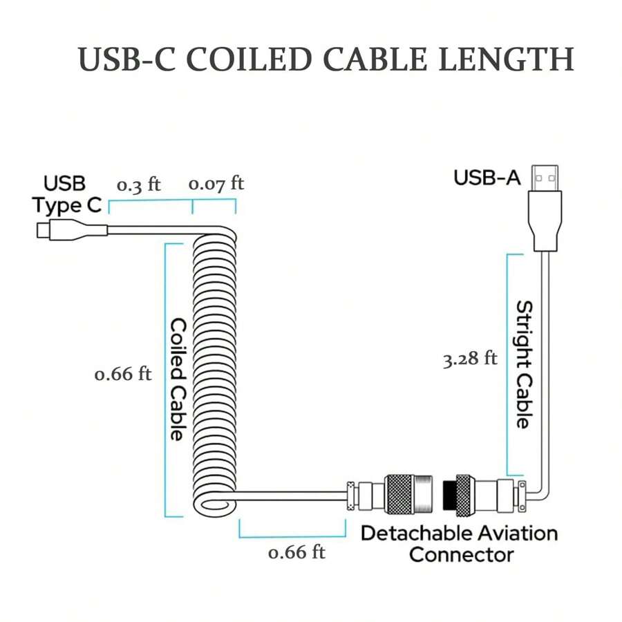 ATTACK SHARK * ZIYOU LANG C01 Customized Spiral Coil USB C To A Cable ...