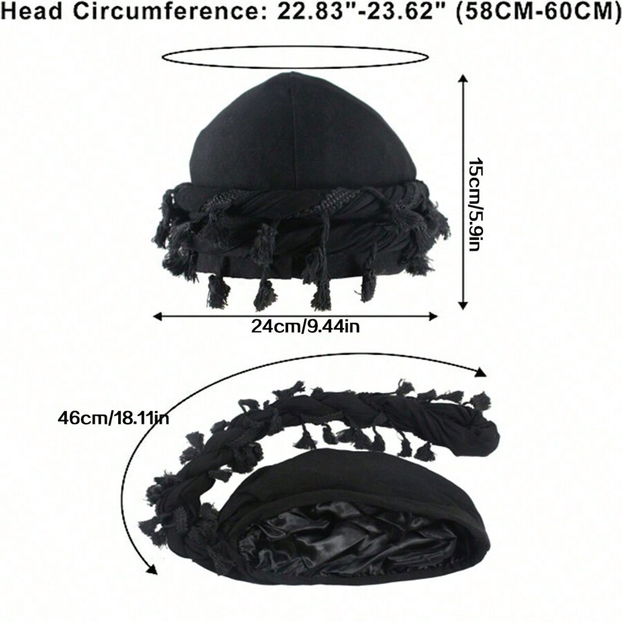 Satin Lining Turban With Tassels For Men Boho | SHEIN USA