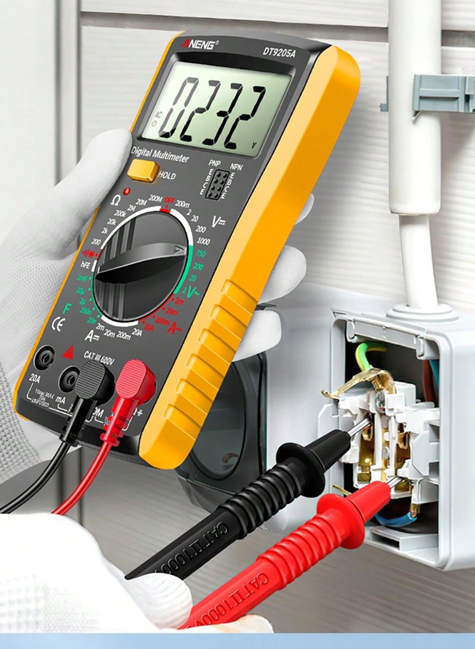 ANENG DT9205A Digital Profesional Multimeter AC/DC Transistor Voltage ...