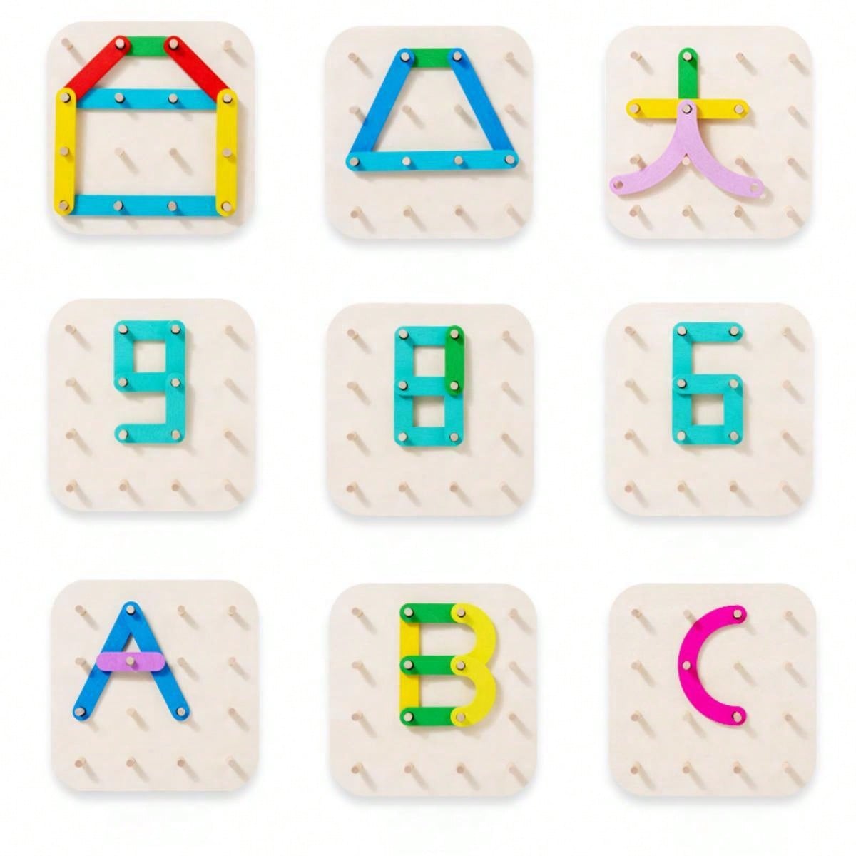 Nail Board Shape And Column Match Puzzle Board Game For Pre-school And ...