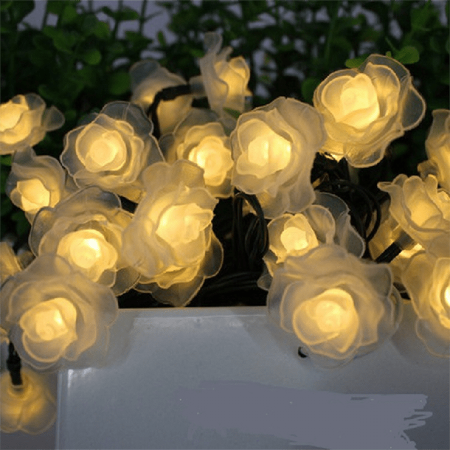 8 Function Solar Powered Led Rose Flower String Lights For Outdoor ...