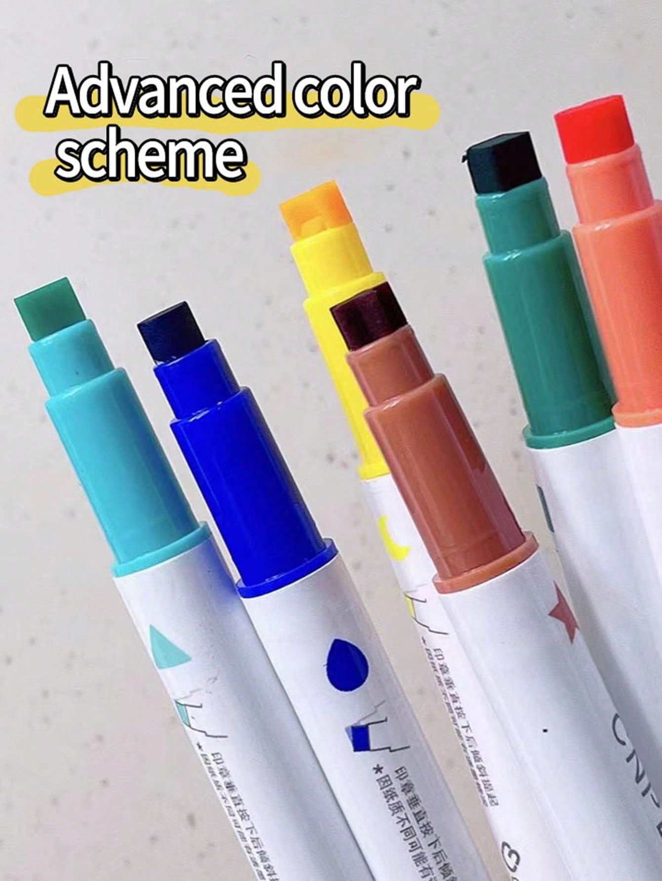 6pcs/Set Double-Headed Stamp Highlighter Pen With Cute Patterns For ...