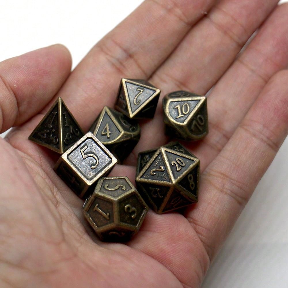 Set Of 7 Retro-style Copper Alloy Board Game Dice Role-playing Dice Set ...