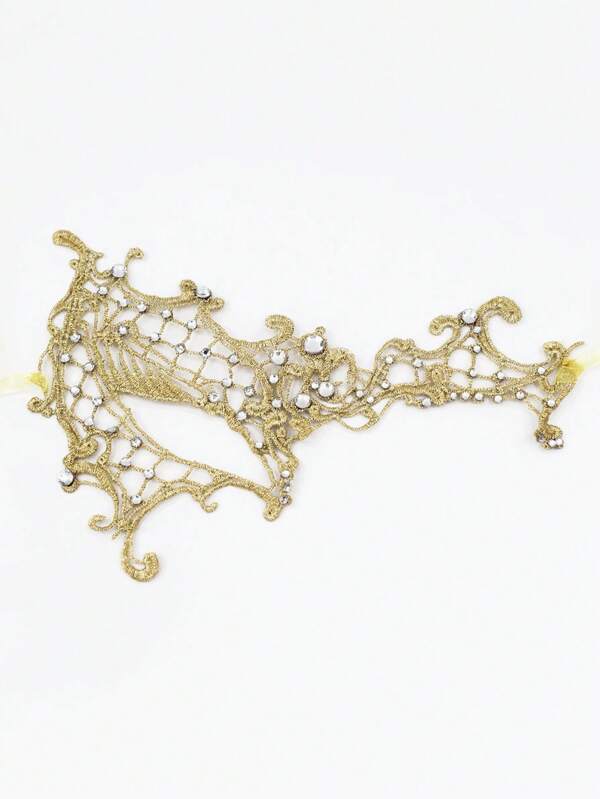 Women's Makeup Party Golden Lace Diamond Encrusted Venetian Masquerade ...