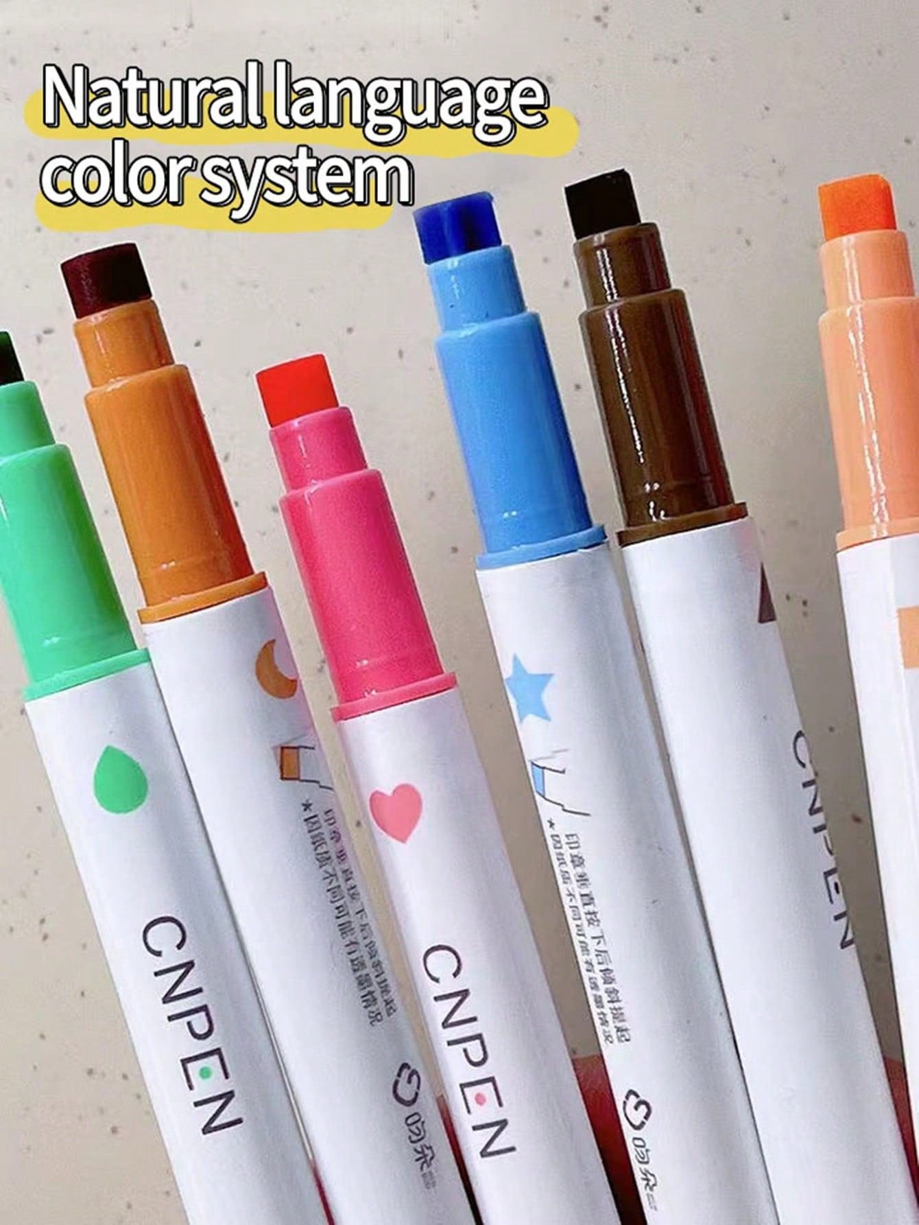 6pcs/Set Double-Headed Stamp Highlighter Pen With Cute Patterns For ...