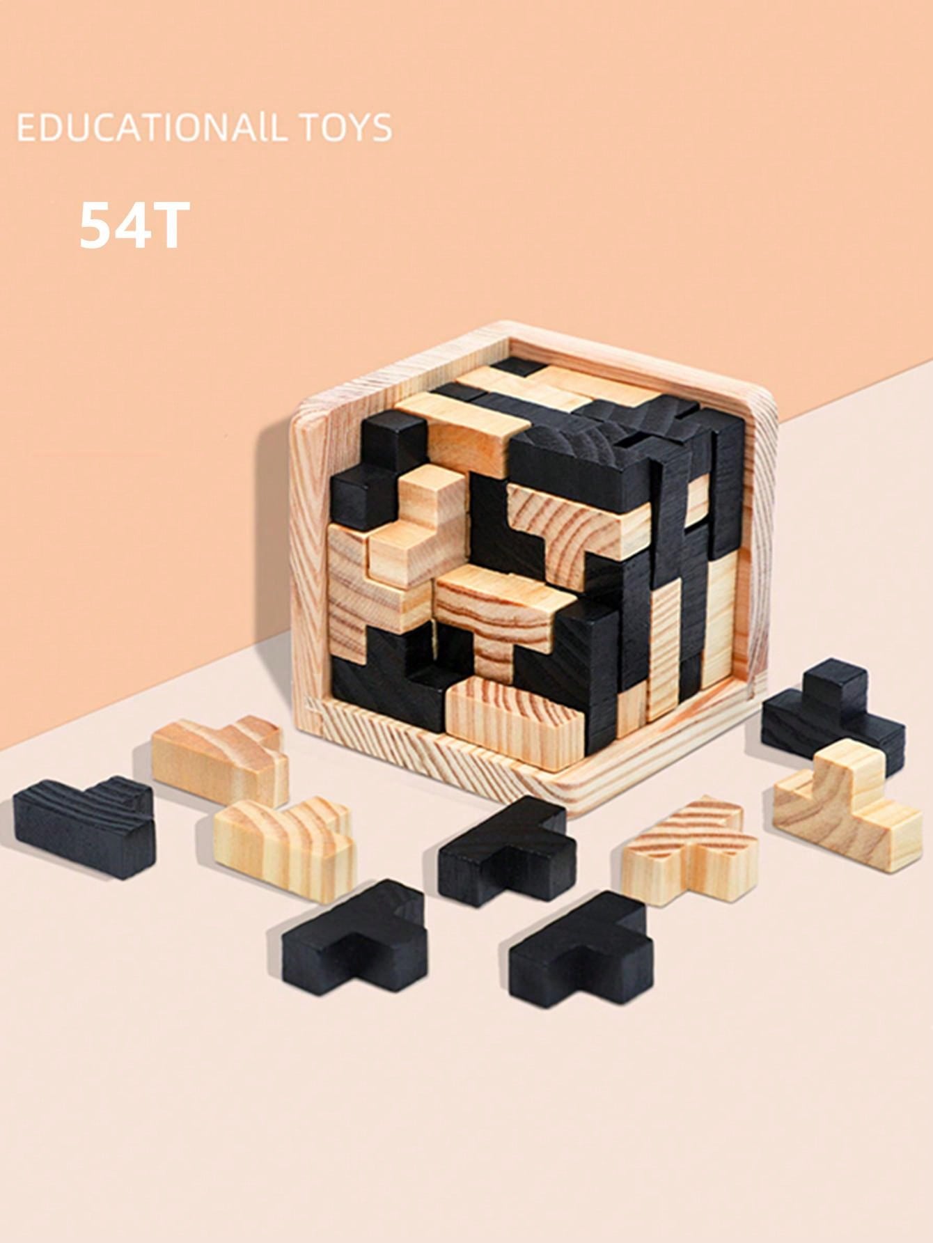 Wooden 54t Flat Labyrinth Lock Kongming Lock Cube, Educational Toy For ...