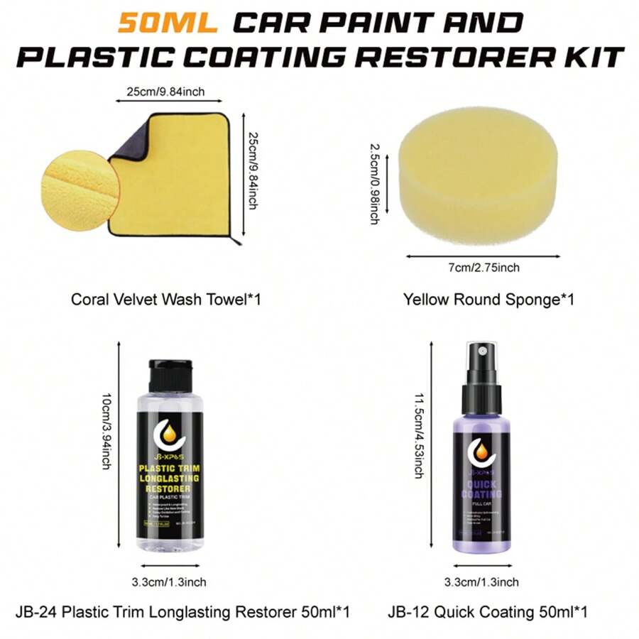 JB-XPCS Plastic Restore Coating Agent&Ceramic Car Coating Kit Plastic Exterior Repair Clean ...