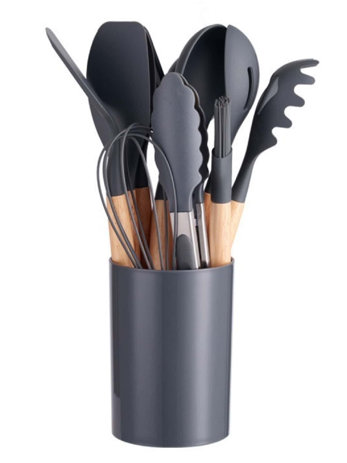 Matougui Jogo Kit Colheres de silicone cabo de madeira 12 peças ...