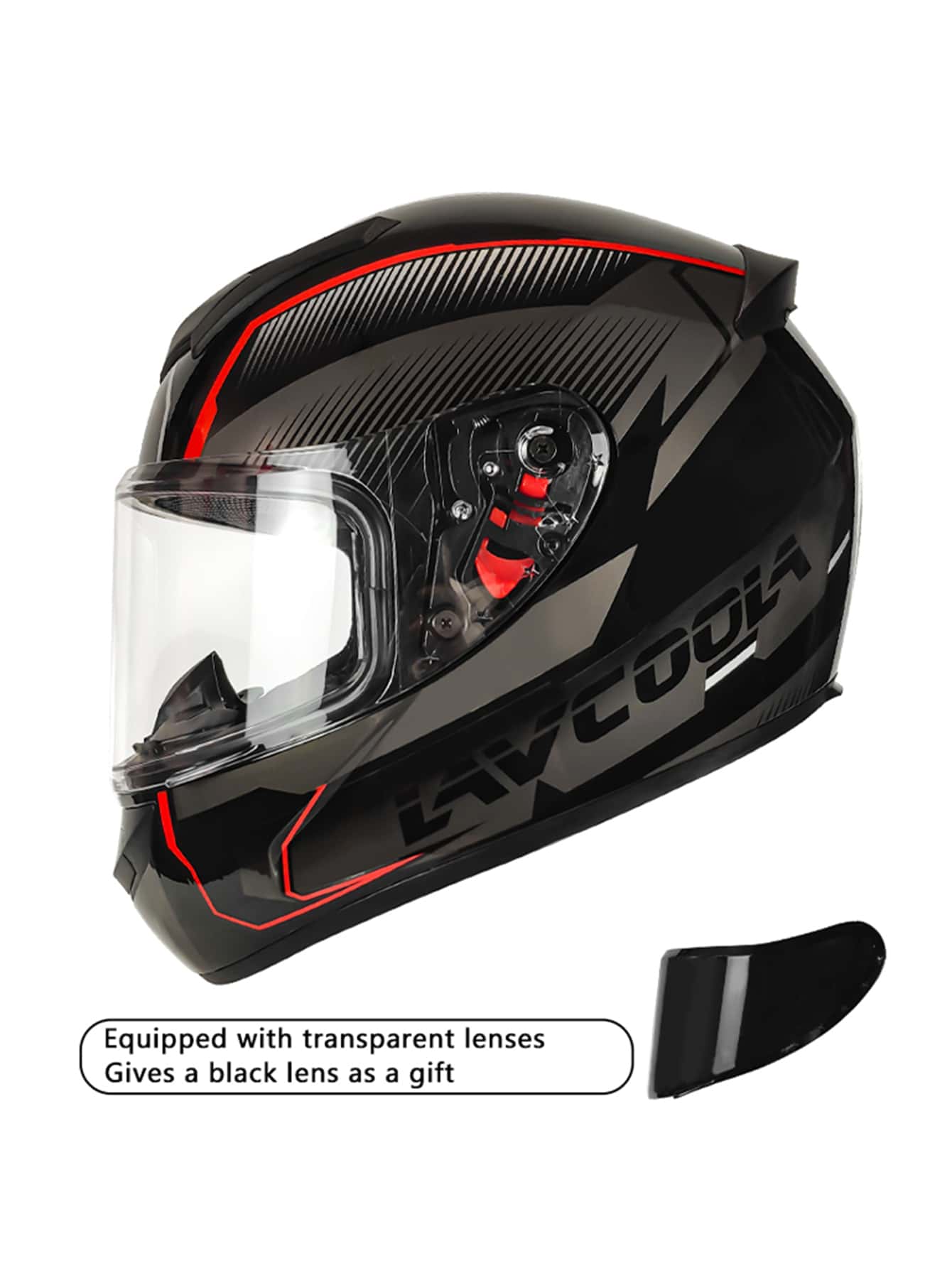 1pc Black & Grey Motorcycle Helmet With 1 Original Clear Visor And 1 ...