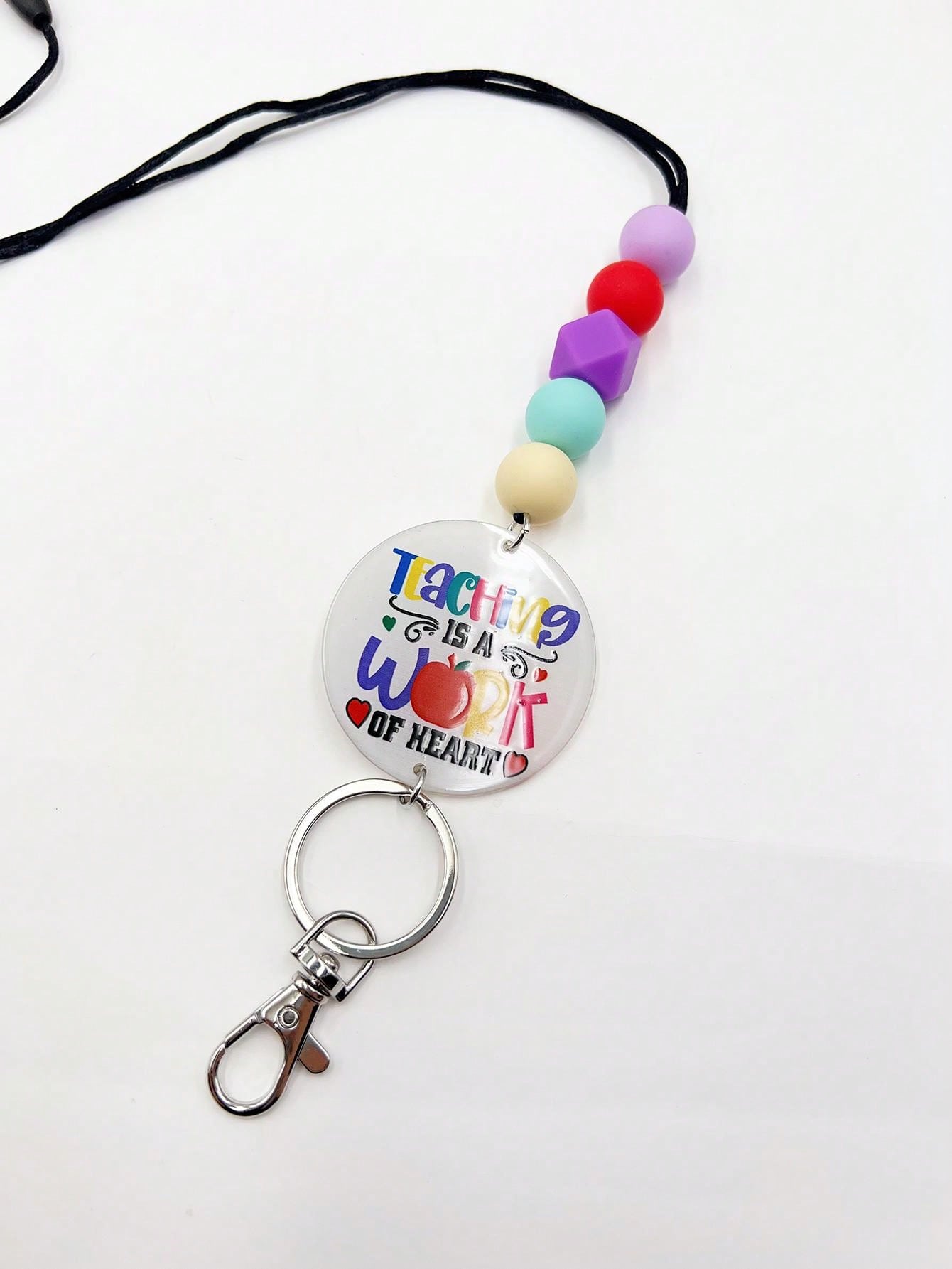 1pc Teacher Beaded Silicone Lanyard Graduation Gift With Acrylic ...