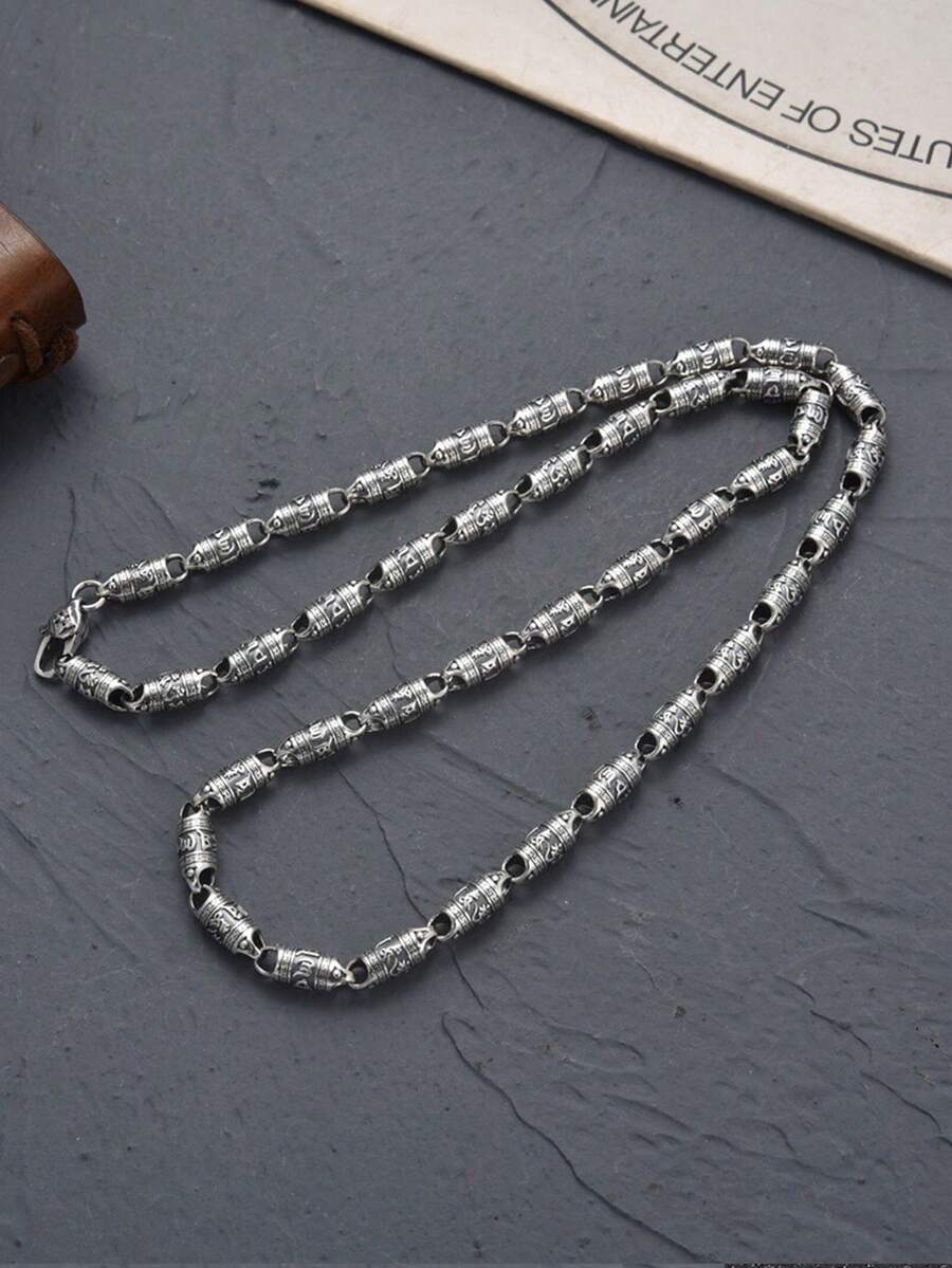2024 New Retro Heavy Industry Classic Six-Word Tube Beaded Necklace ...