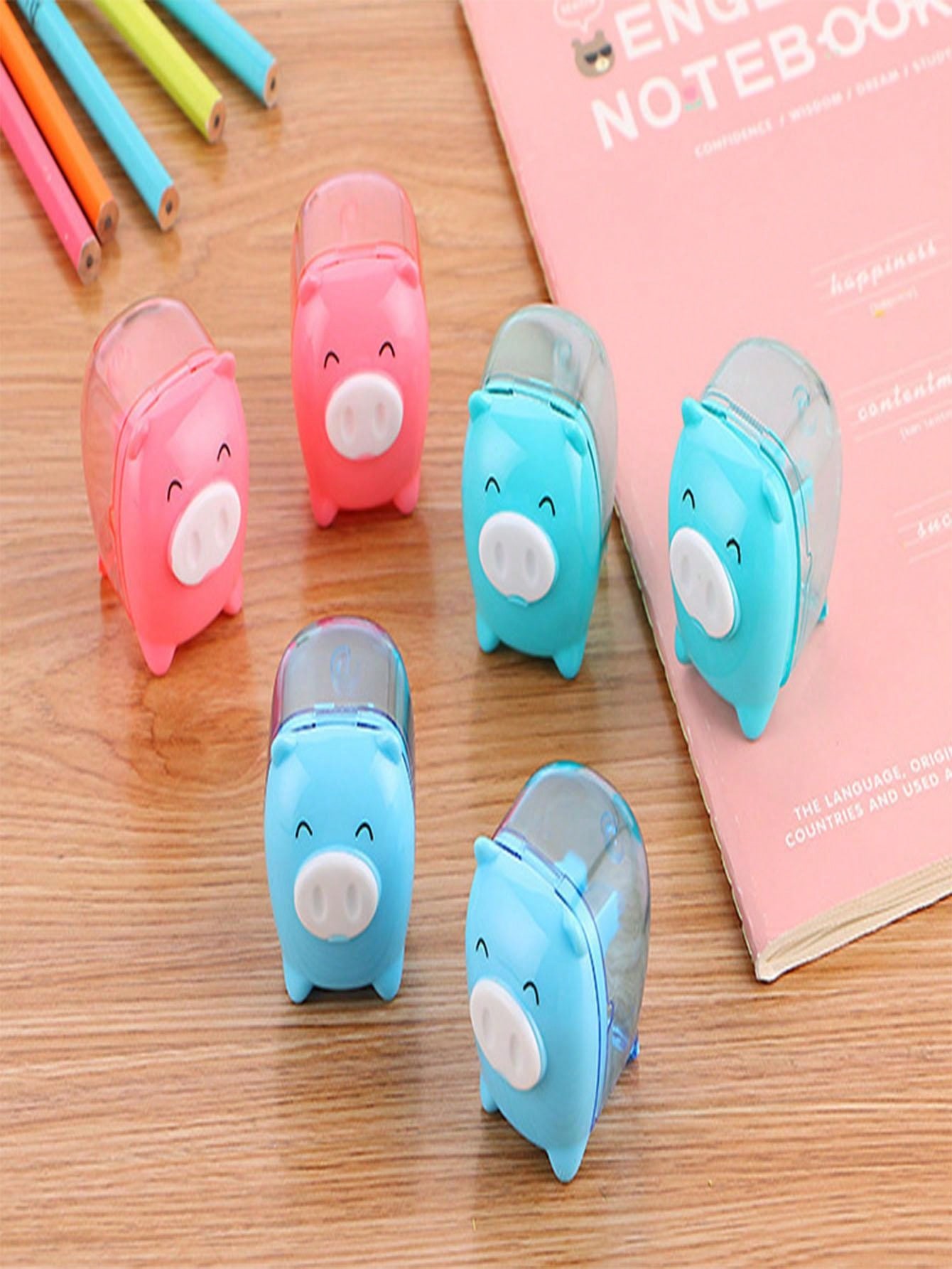 2pcs Mixed-color Cute Pencil Sharpeners, Creative Mini Pig Shaped ...