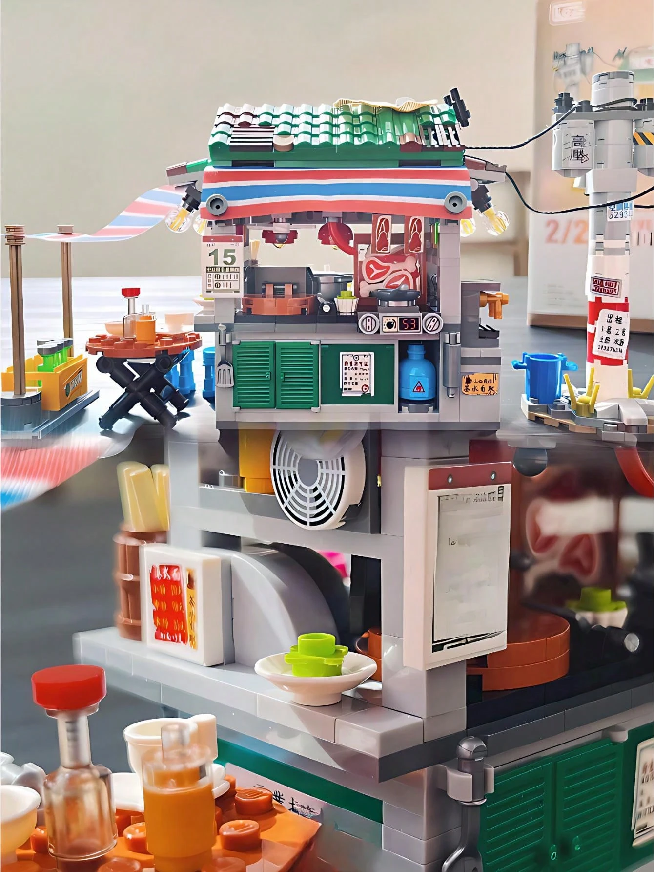 Miniature Building Blocks Model Decoration Set Of Flavor Snack Stalls ...