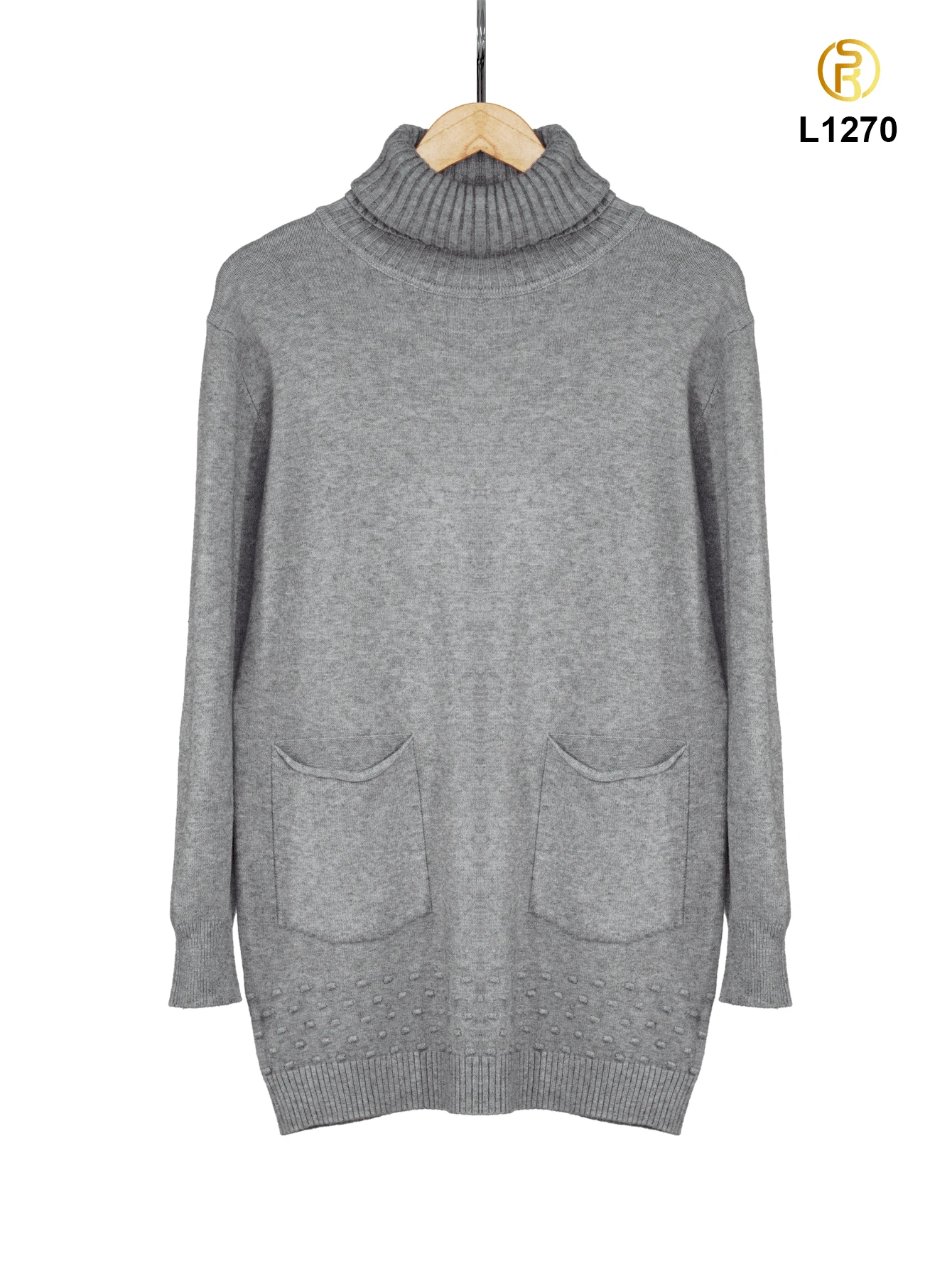 Oversize Knit Sweater With Turtle Neck And Elastic Cuffs - Textured At ...