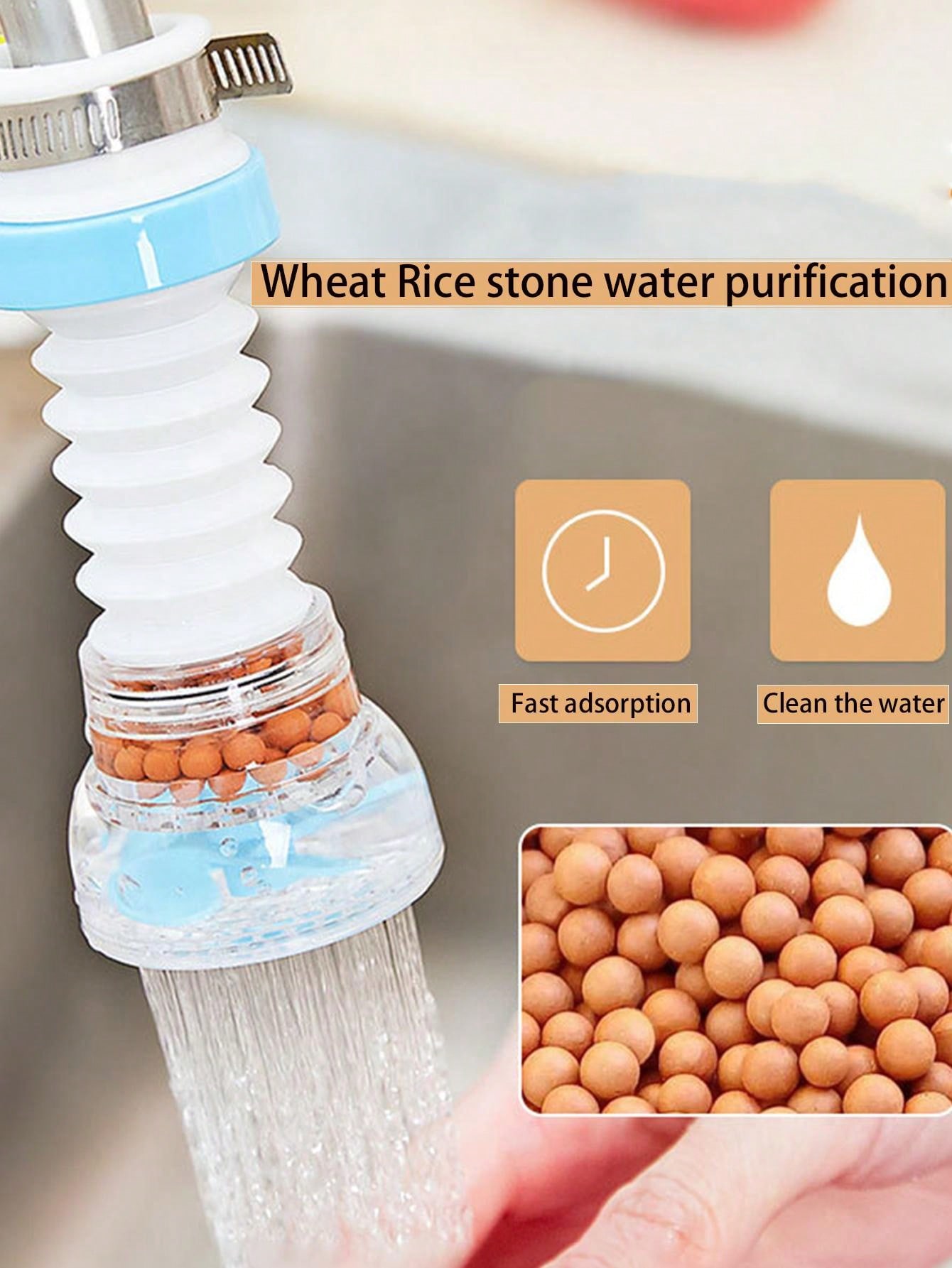 Kitchen Faucet Filter Nozzle With Extensible Maifan Stone Filter, Water ...