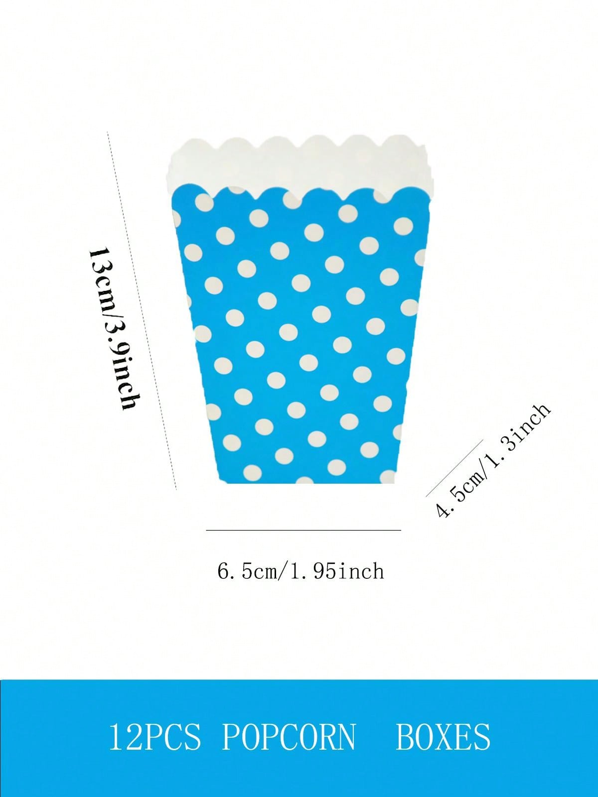12pcs Blue Polka Dot Pattern Popcorn Boxes, Blue Polka Dot Birthday ...