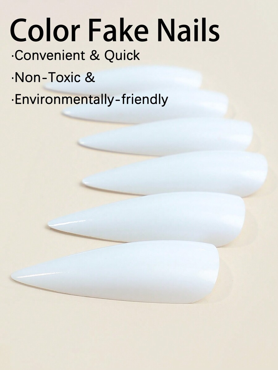 24pcs White Glossy Extra Long Stiletto Press On Nails Xxl Stiletto
