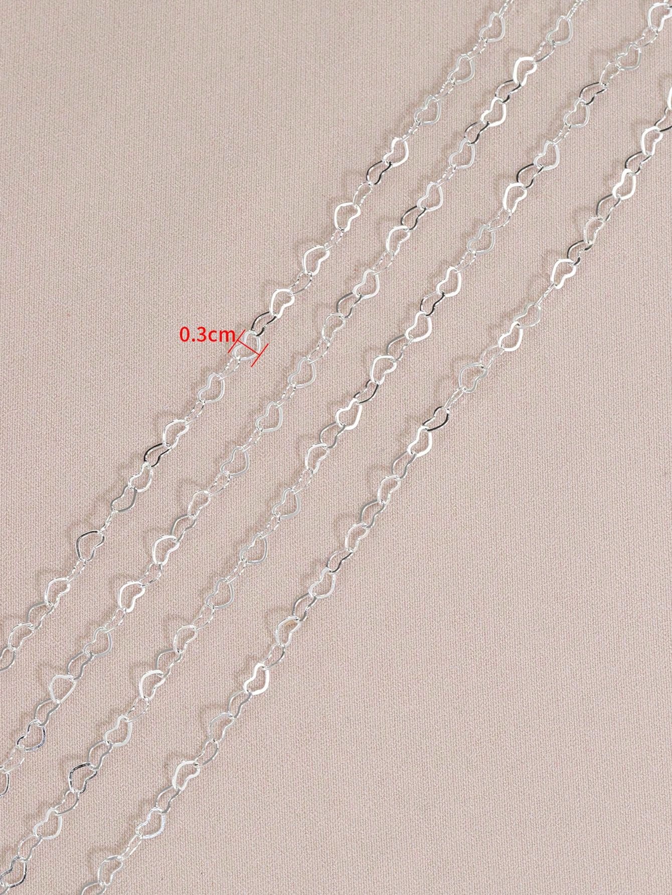 1m Sweet Copper Hollow Out Heart Shaped Chain For Diy Women's Jewelry ...