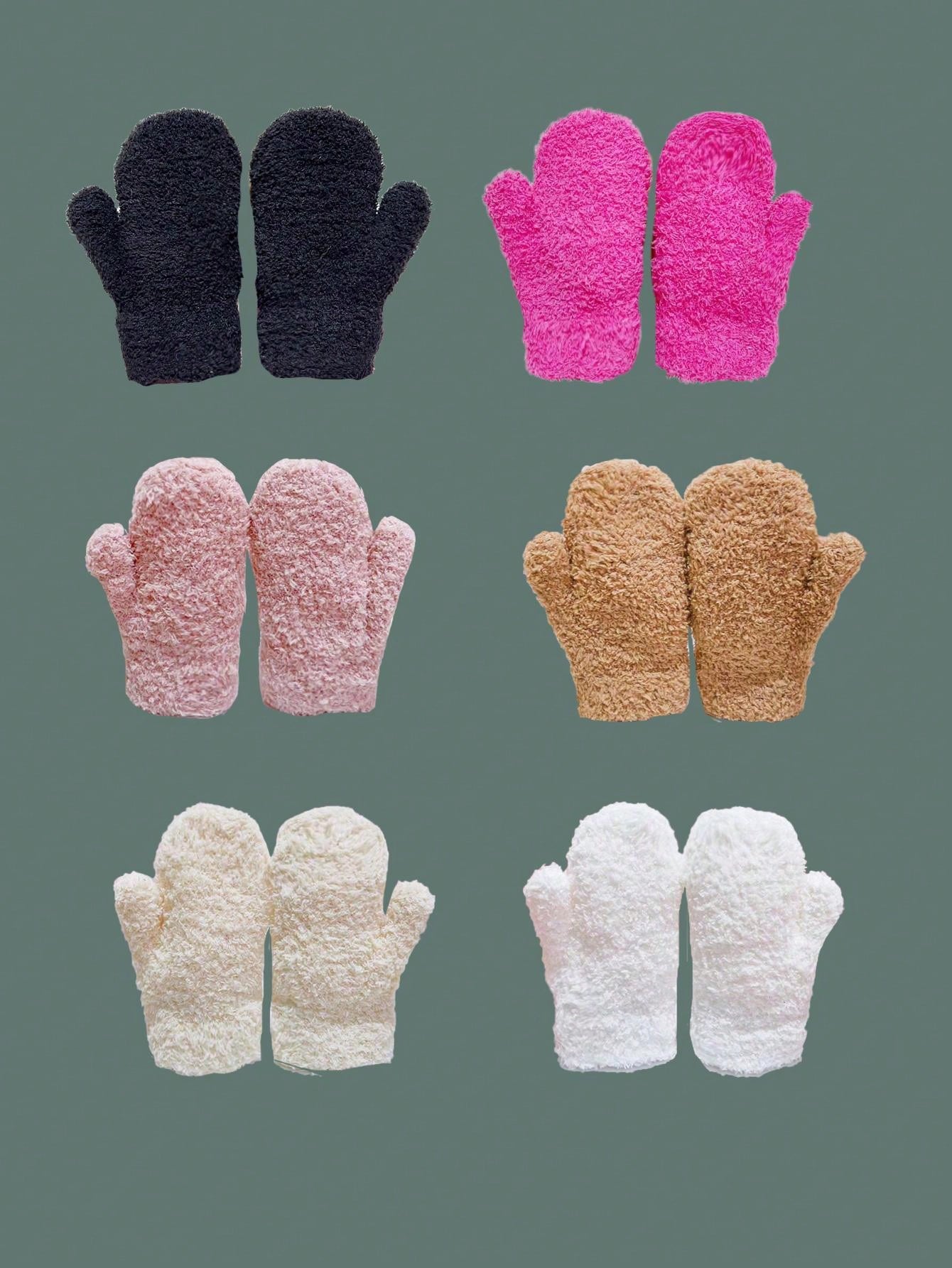 1pair Plush Children's Gloves Suitable For 2-5 Years Old Half Velvet ...