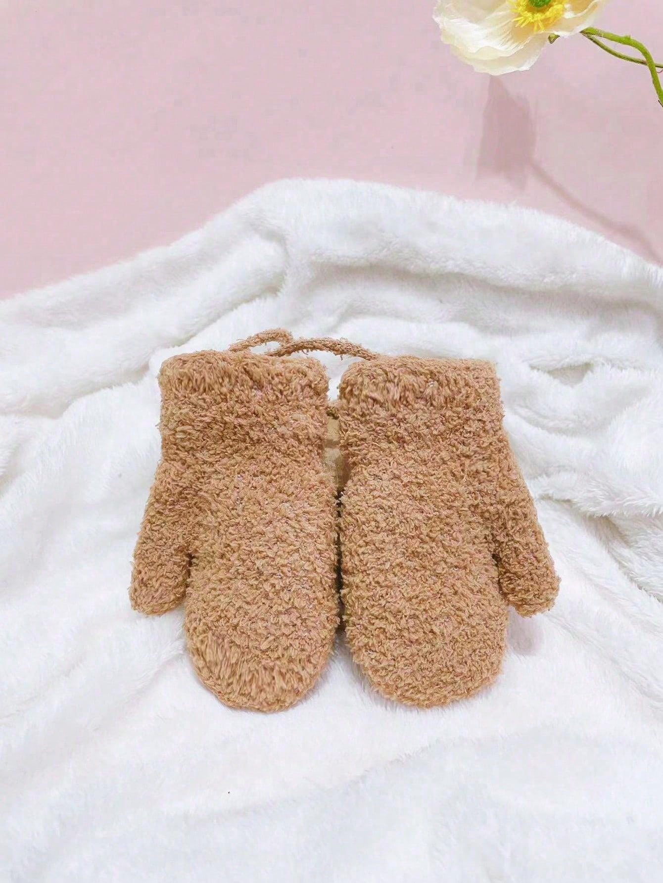 1pair Plush Children's Gloves Suitable For 2-5 Years Old Half Velvet ...