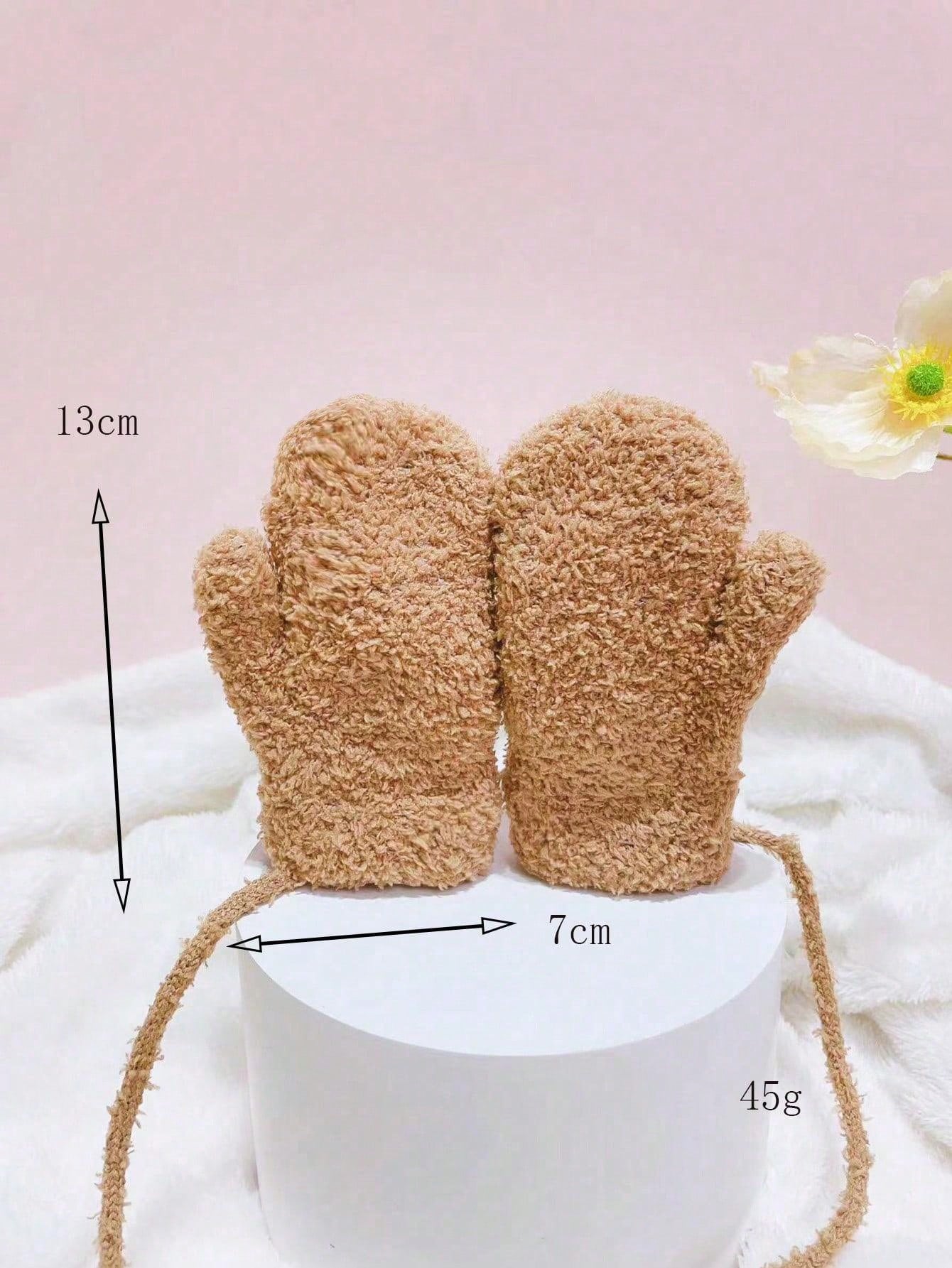 1pair Plush Children's Gloves Suitable For 2-5 Years Old Half Velvet ...
