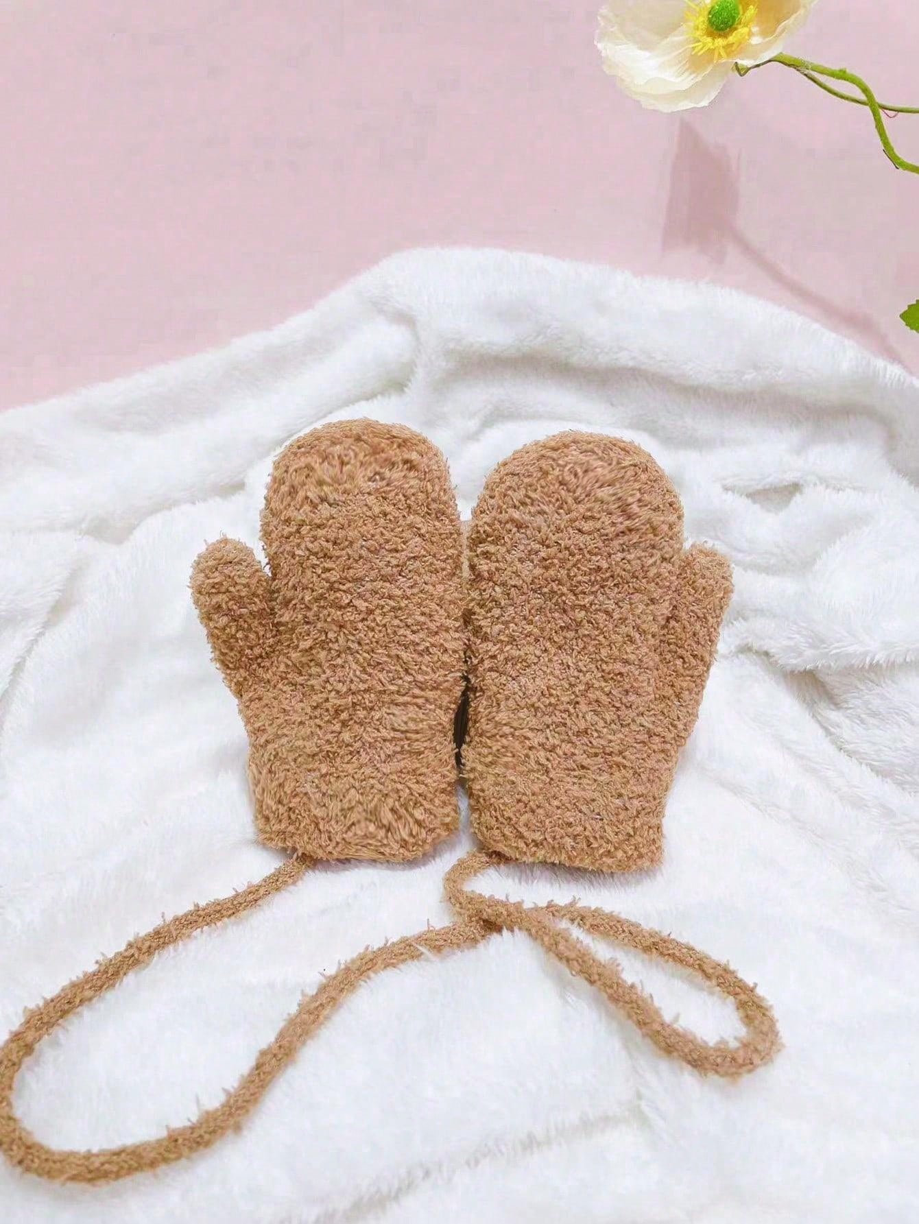 1pair Plush Children's Gloves Suitable For 2-5 Years Old Half Velvet ...