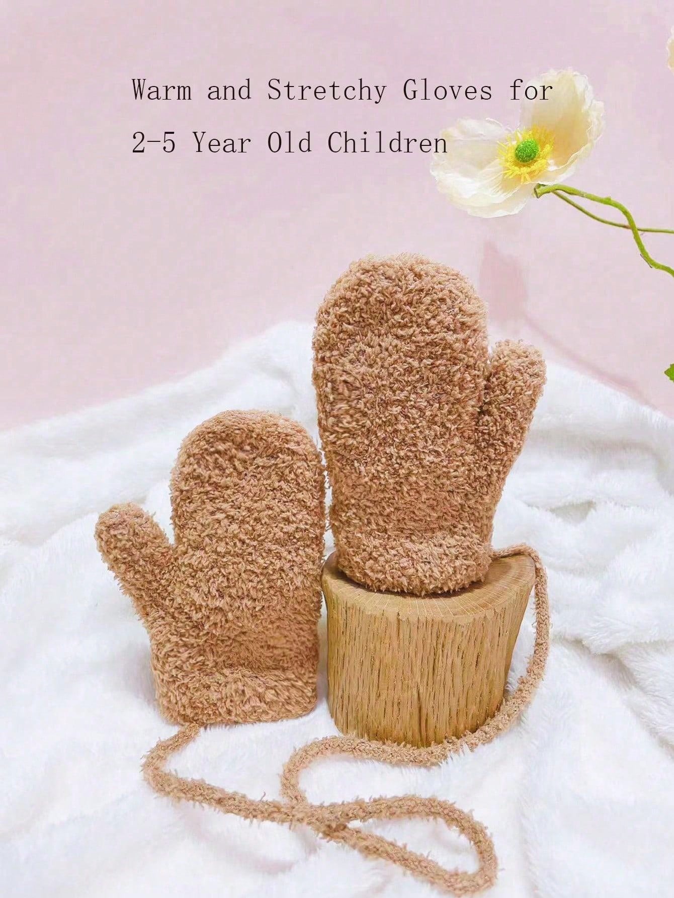1pair Plush Children's Gloves Suitable For 2-5 Years Old Half Velvet ...