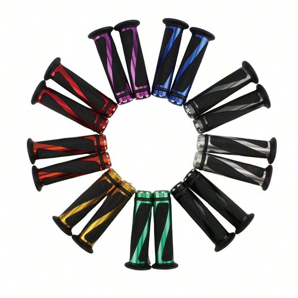 1 Pair Blue Motorcycle Handlebar Grips CNC Textured Rubber Handlebar ...