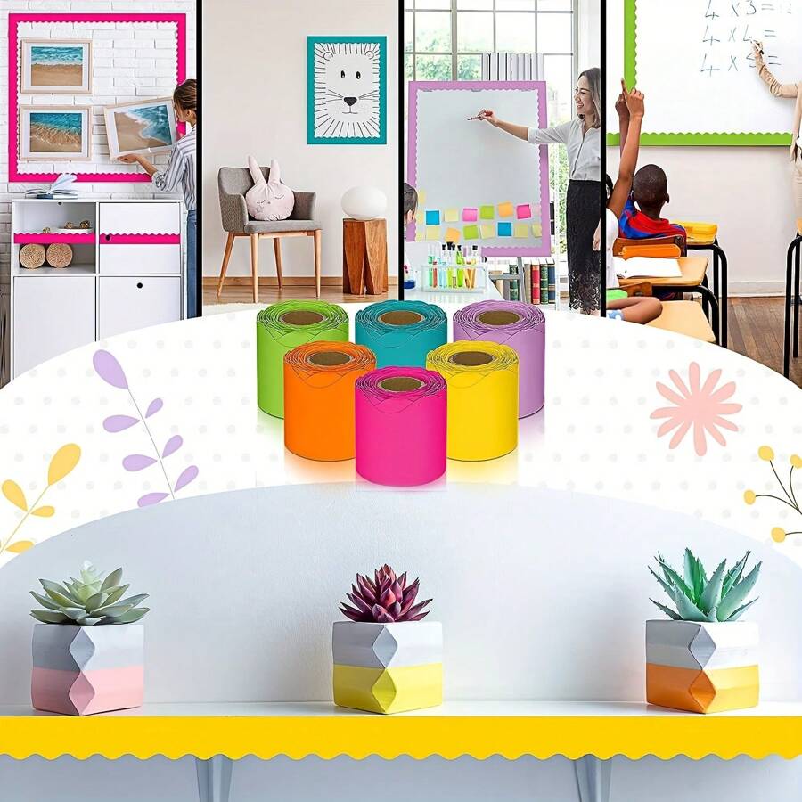 1 Roll 32ft Colorful Classroom Borders for Bulletin Board Scalloped ...