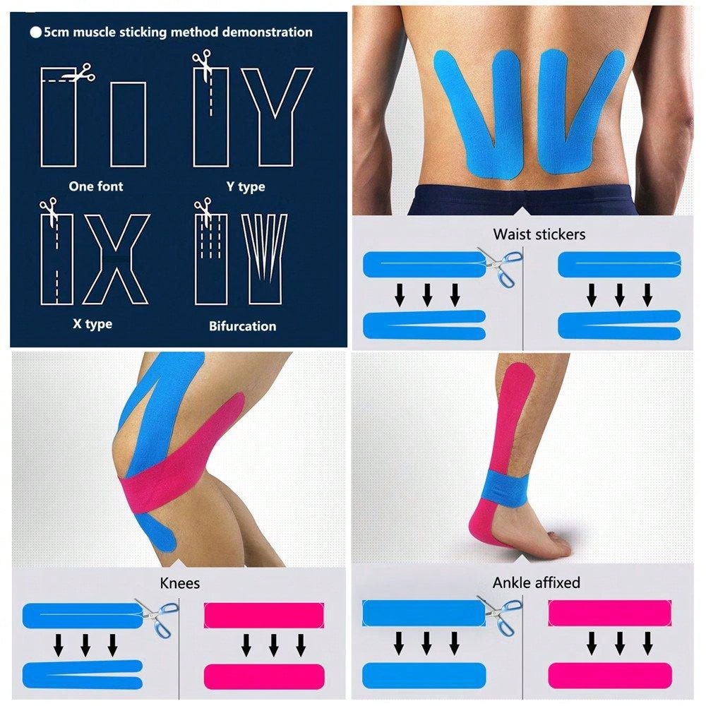 2 Rolls Of 2.5cm X 5m Kinesiology Tape, Sports Elastic Muscle Tapes ...