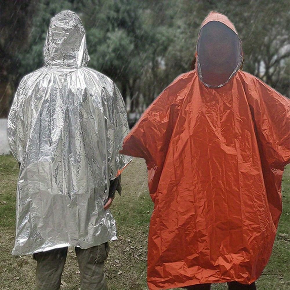 Heavy Duty Emergency Rain Poncho with Hood - Reusable Thermal Blanket ...