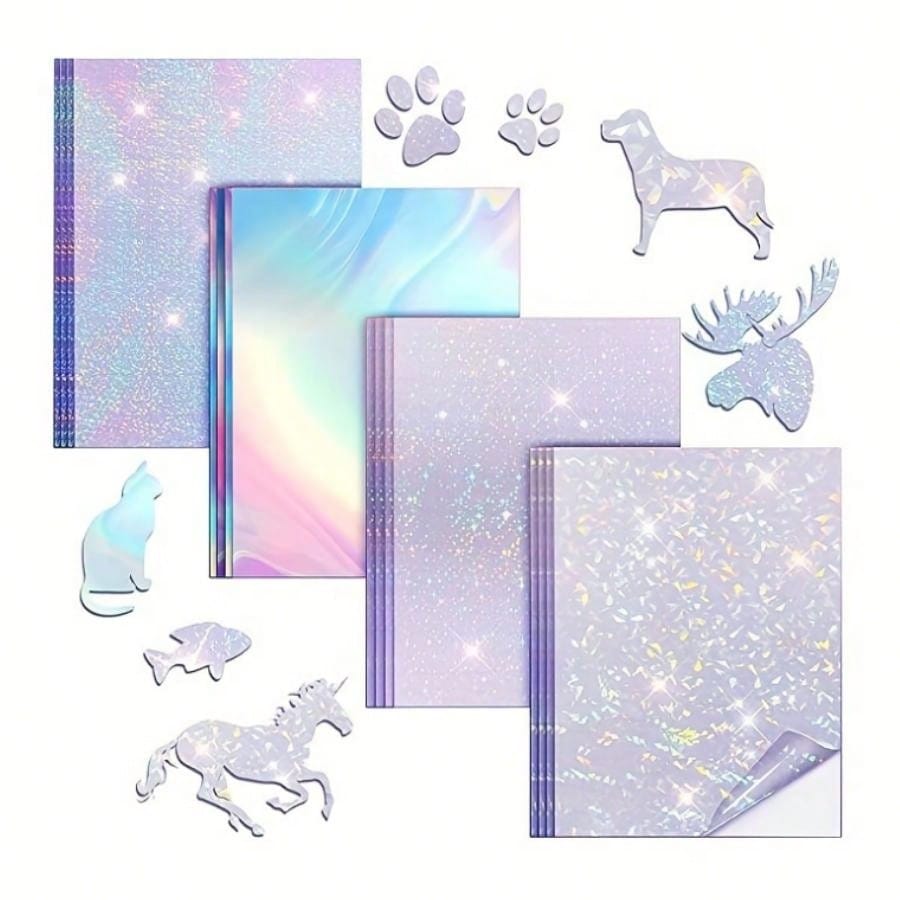 2 Sheets Holographic Sticker Paper Clear A4 Vinyl Sticker Paper Self ...