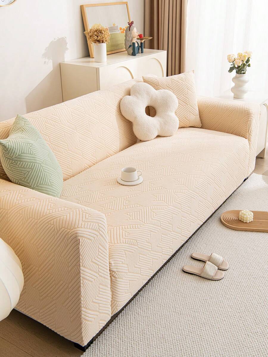 1pc Universal Four Seasons Solid Jacquard Elastic Slouchy Sofa Cover ...