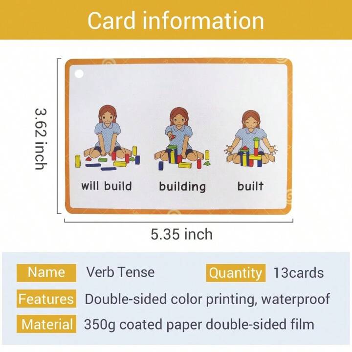 24 Groups Verb Tense English Flashcards Pocket Card Grammar Learning ...