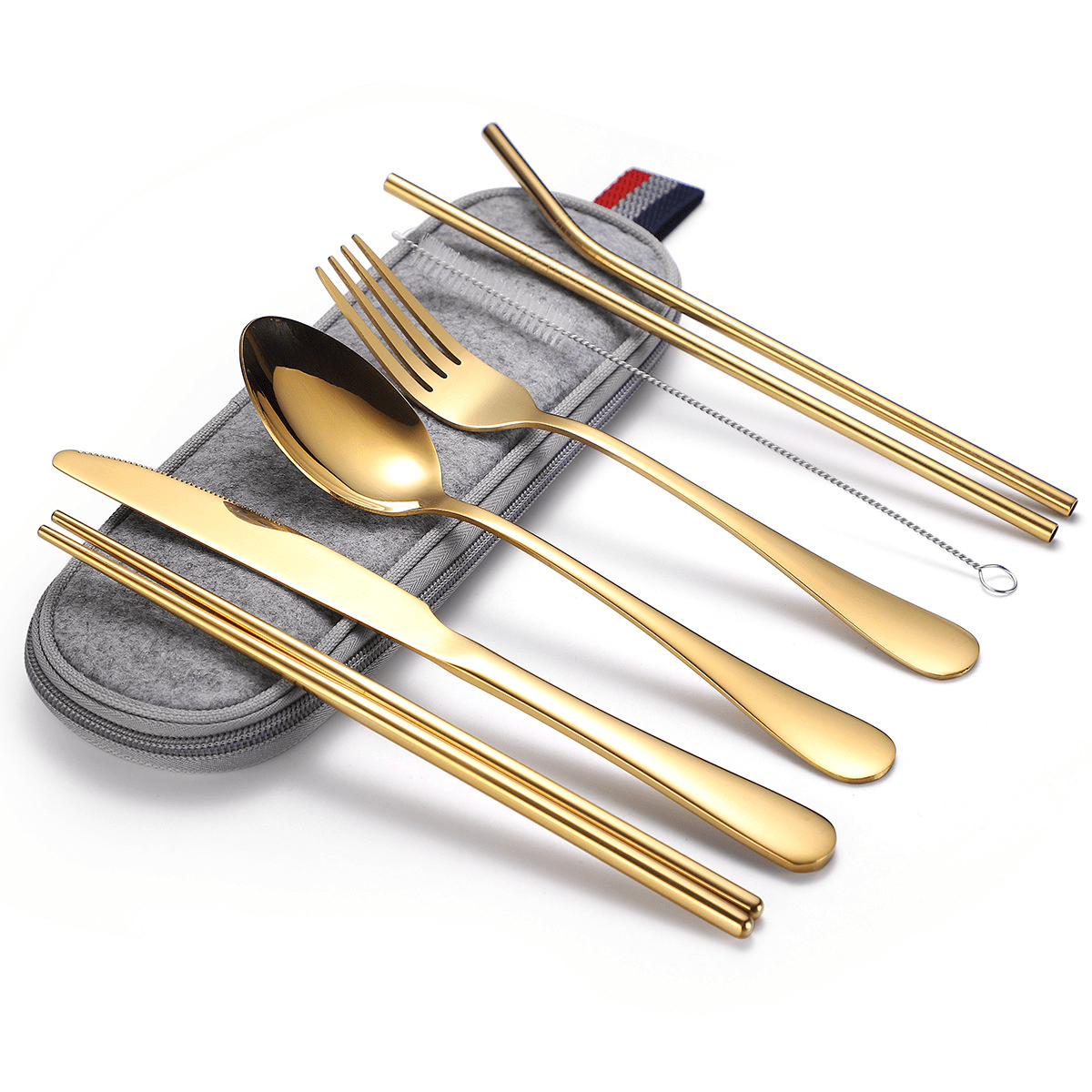 Portable Gold Stainless Steel Cutlery Set | SHEIN USA