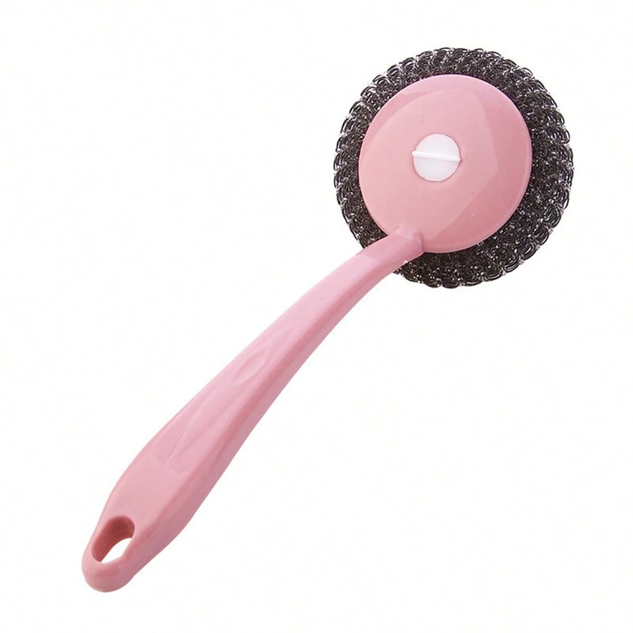 Stainless Steel Wire Ball Pot Cleaner With Long Handle, Non-scratch And ...