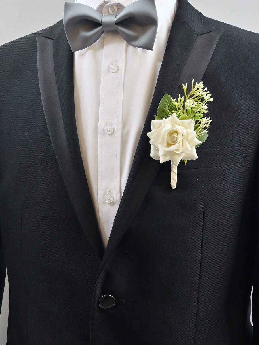 1pc Wedding Corsage, Simulation Rose Groom Bride Corsage, Party ...
